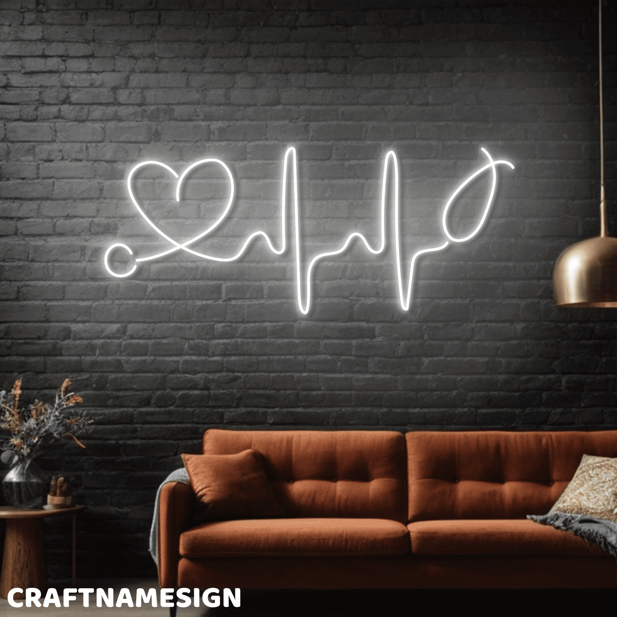 Craftnamesign Heartbeat Neon Sign, Clinic Wall Sign, Health Care Wall ...
