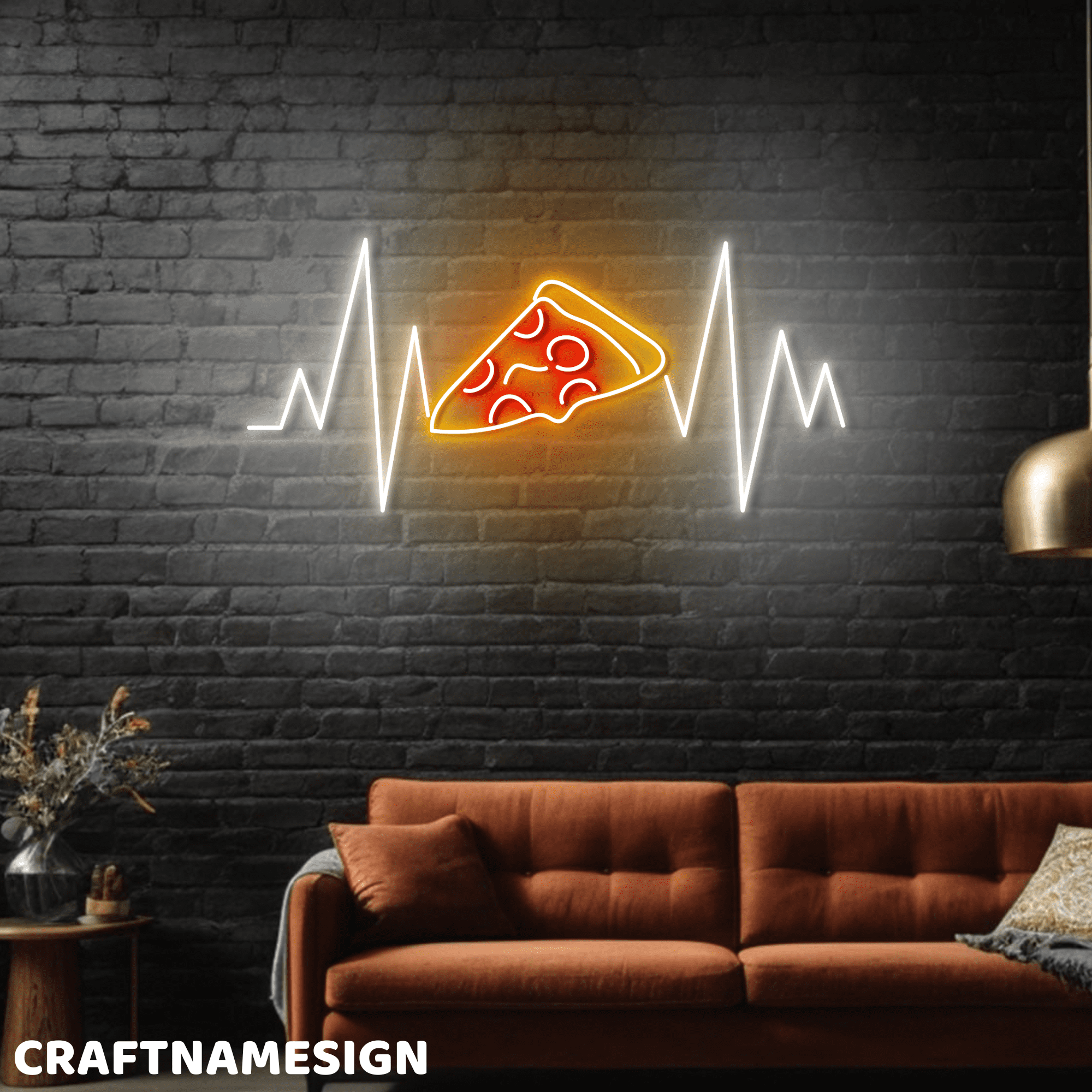 Craftnamesign Heartbeat Pizza Neon Light, Restaurant Wall Sign, Kitchen ...