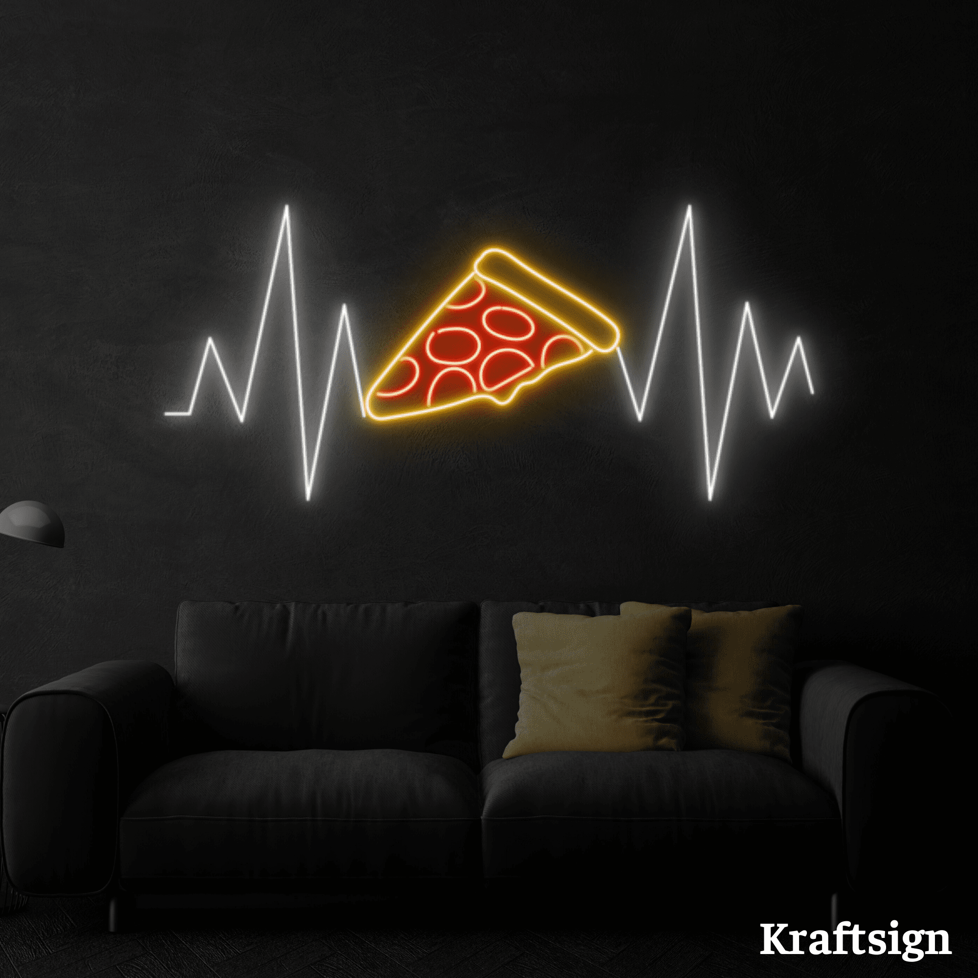 Craftnamesign Heartbeat Pizza Neon Sign, Pizza Shop Decor, Pizza LED ...