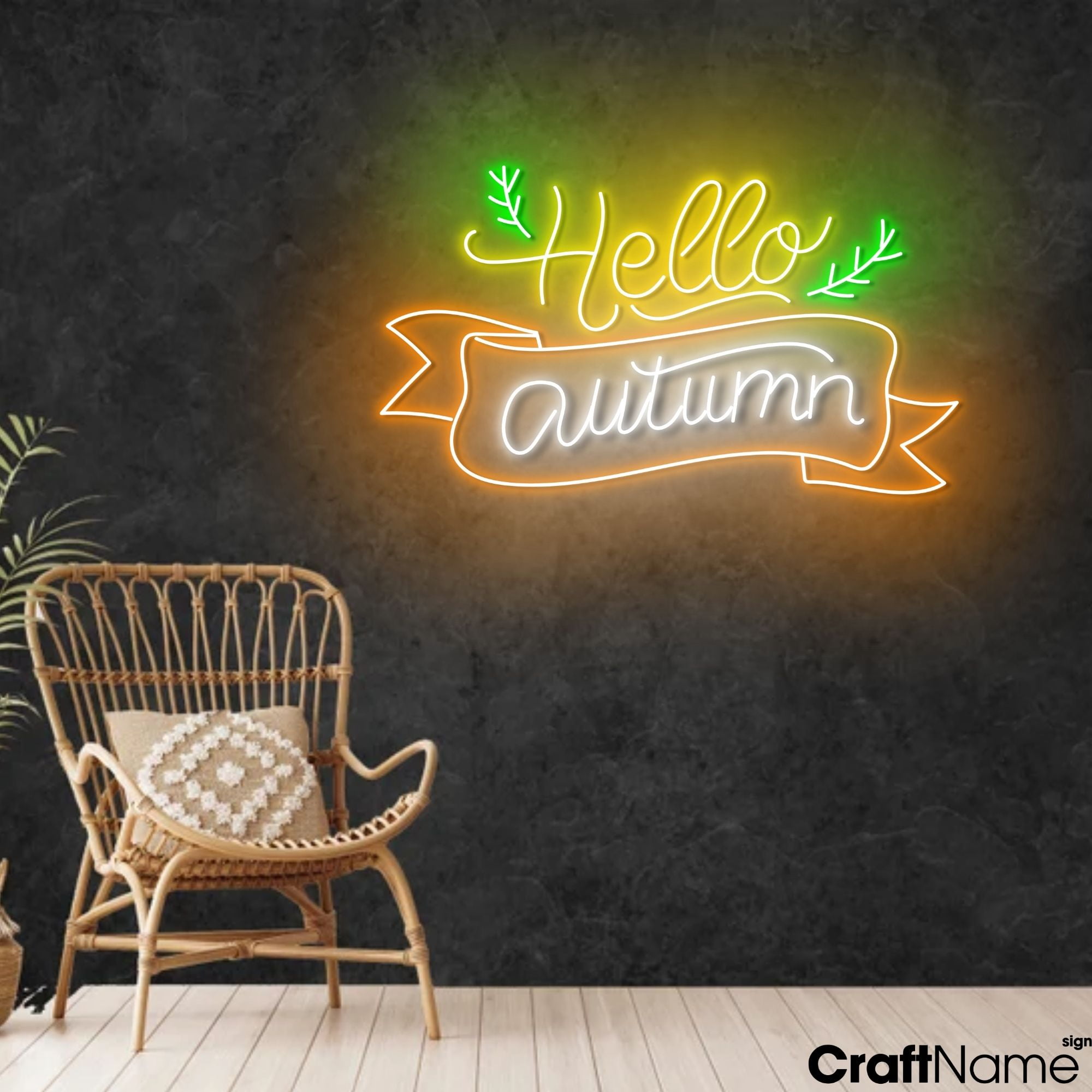 Craftnamesign Hello Autumn Neon Light Up Sign Wall Art For Fall Vibes ...
