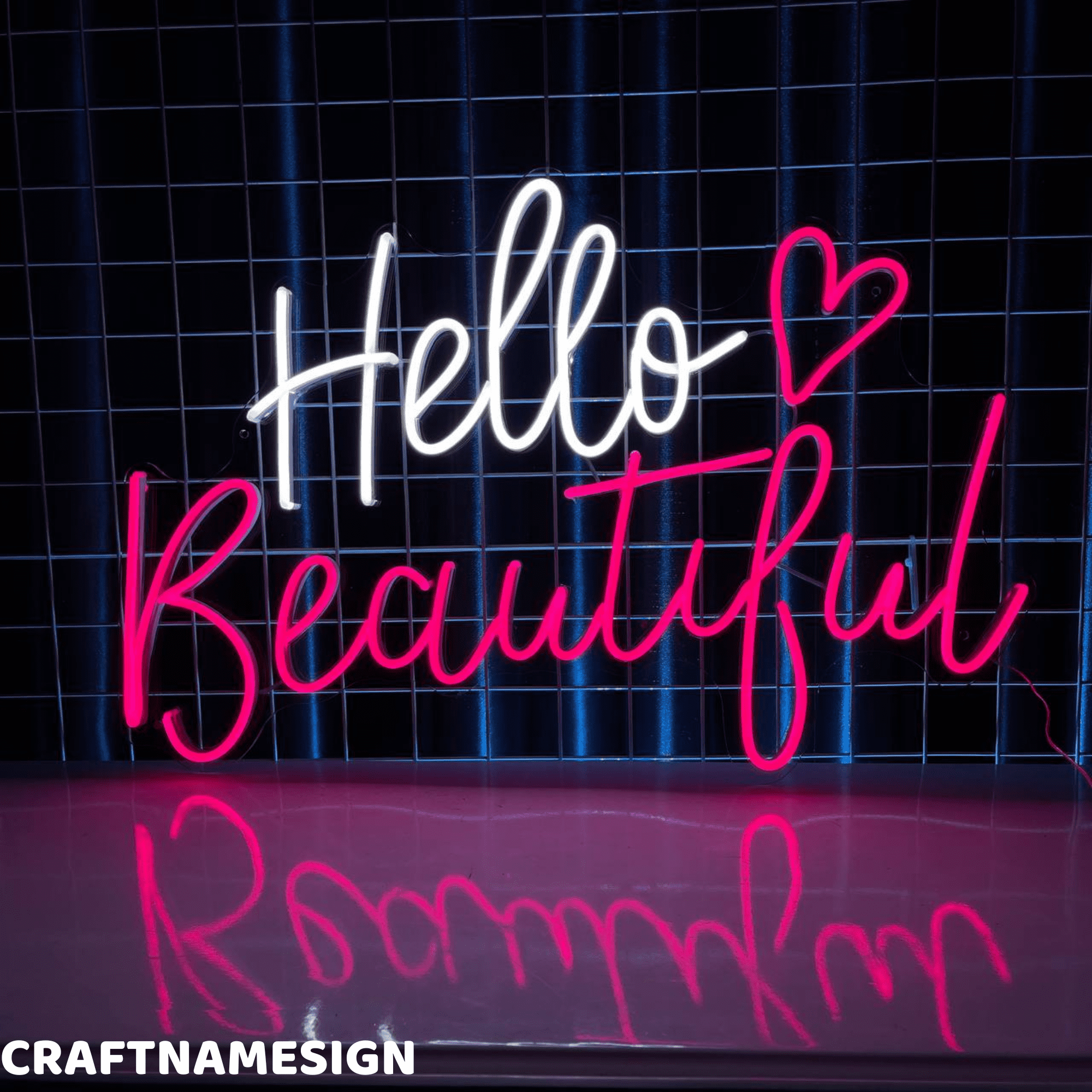 Craftnamesign Hello Beautiful Neon Sign, Beauty Shop Wall Decor ...