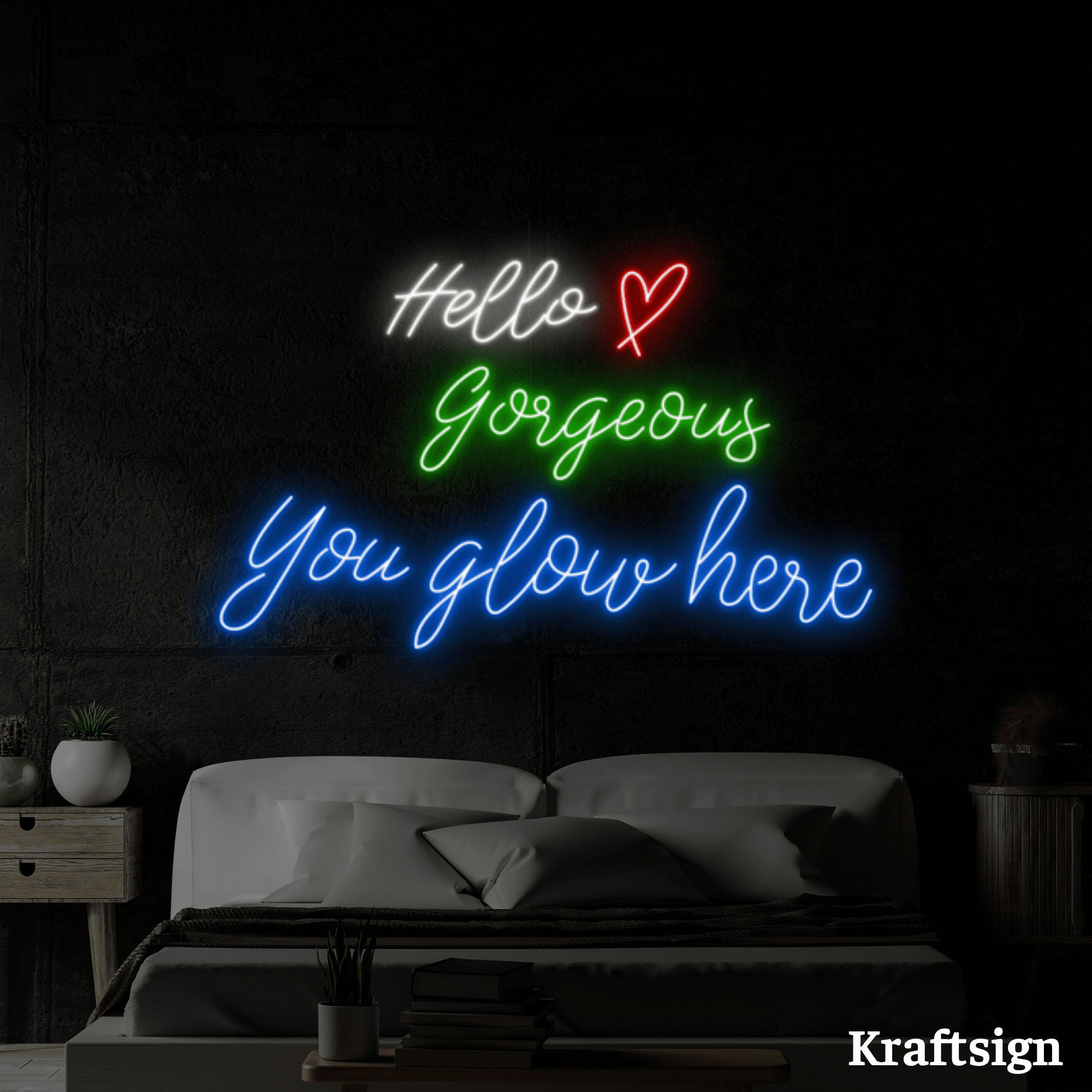 Craftnamesign Hello Gorgeous Neon Sign, You Glow Here LED Sign, Quotes ...