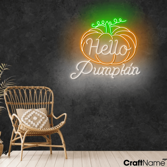 Craftnamesign Hello Pumpkin Neon Light For Fall Season Thanksgiving ...