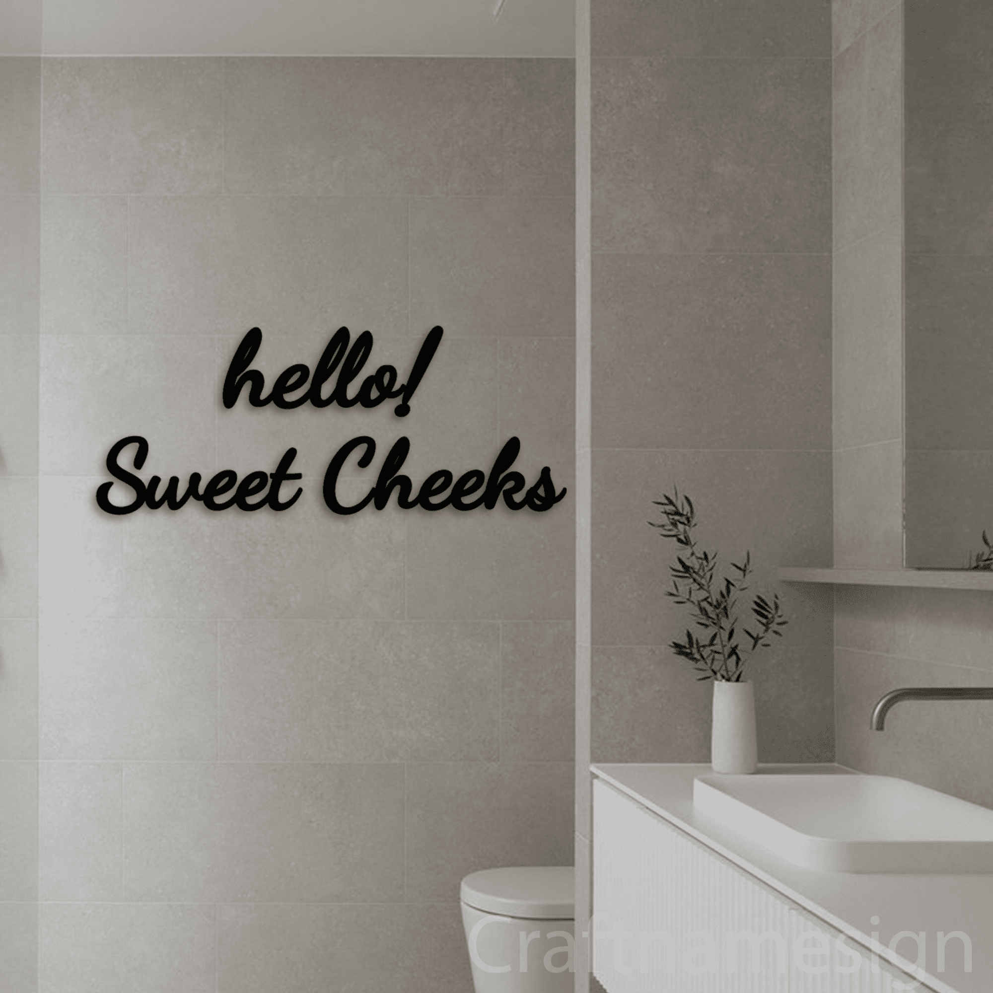 Craftnamesign Hello Sweet Cheeks Metal Wall Art, Bathroom Decor, Funny ...