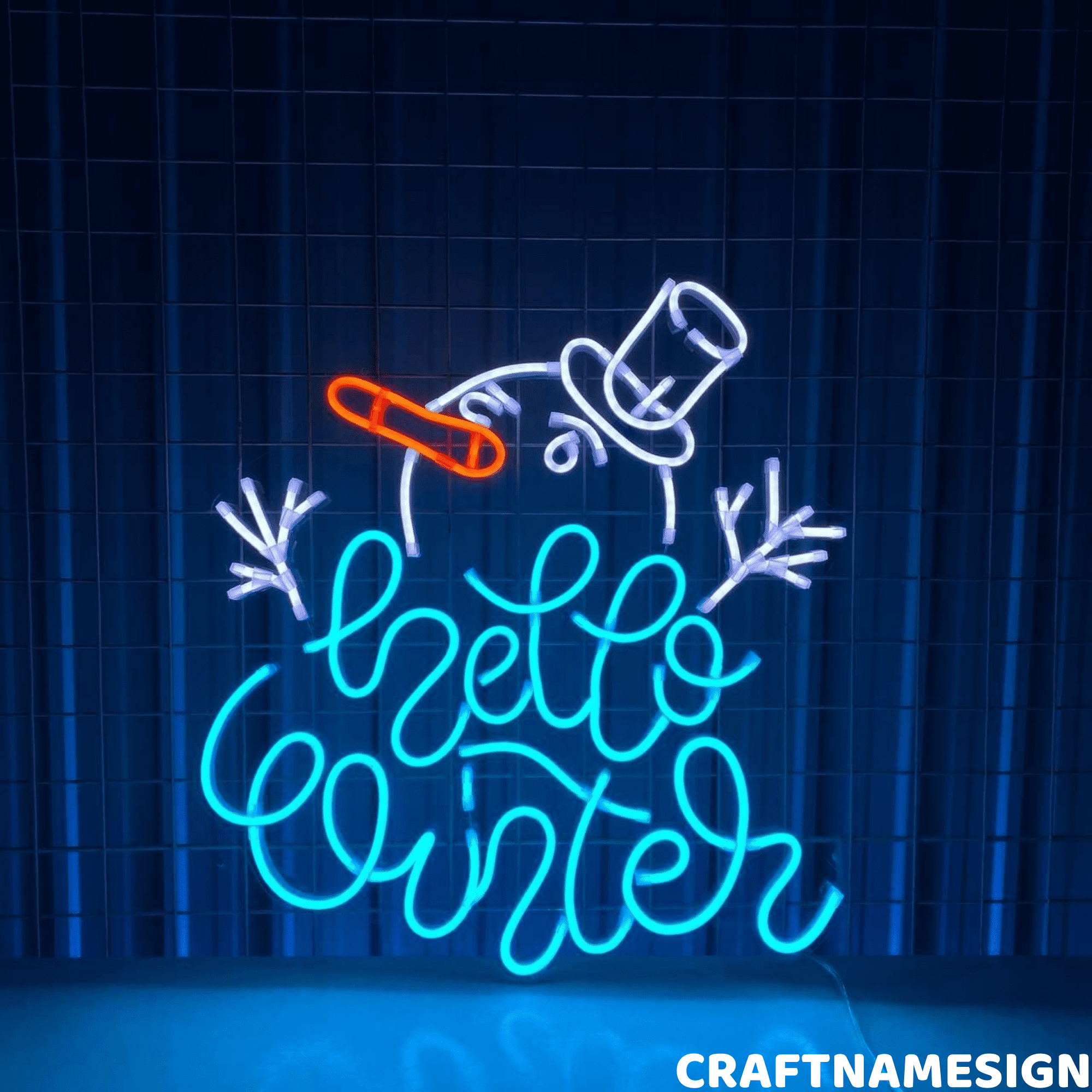 Craftnamesign Hello Winter Neon Sign, Christmas Wall Decor, Store Shop ...