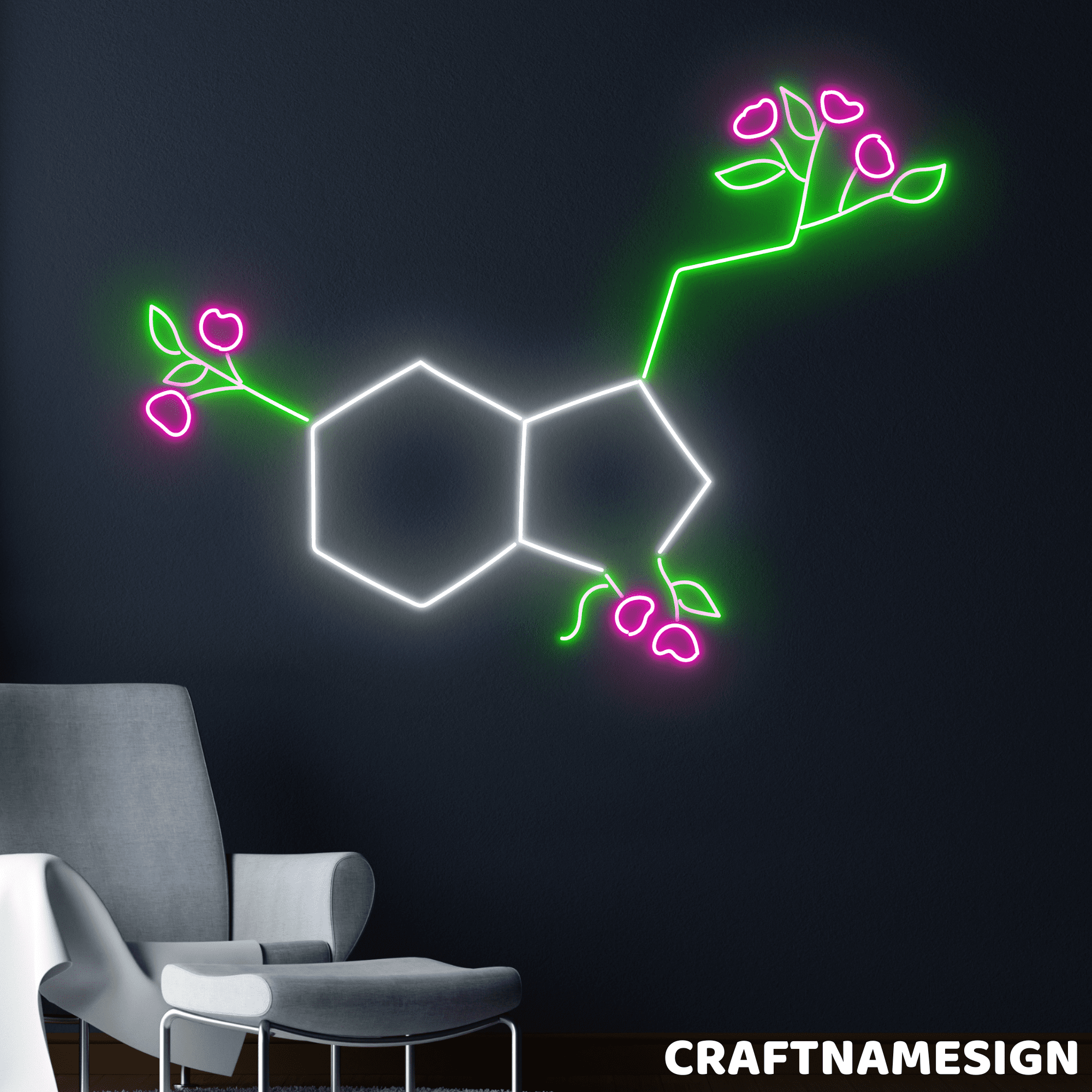 Craftnamesign Hexagon Flower Neon Sign, Chemical Formula Wall Decor ...
