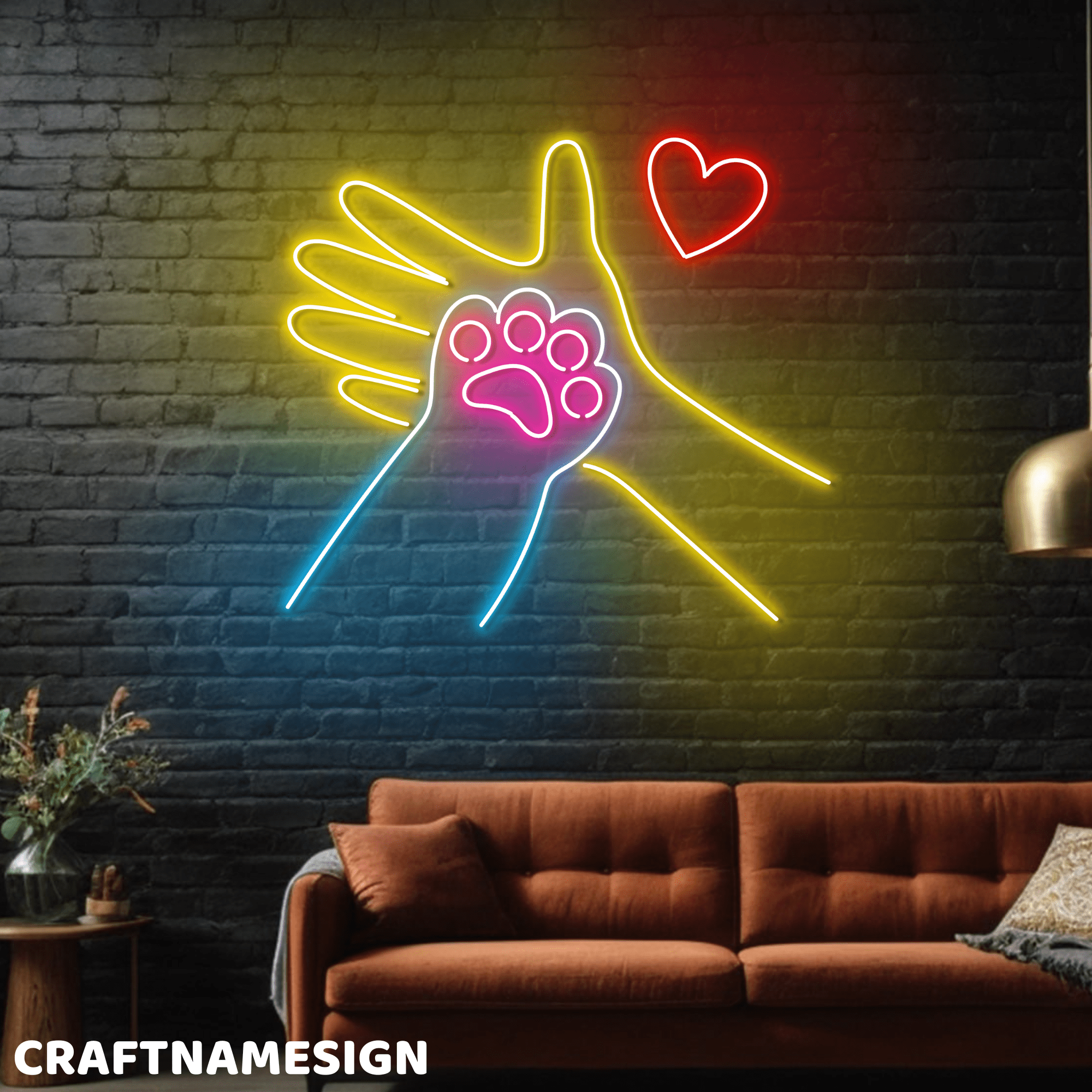 Craftnamesign Hi Five Neon Sign, Pet Store Wall Art, Pet Shop Wall Sign ...