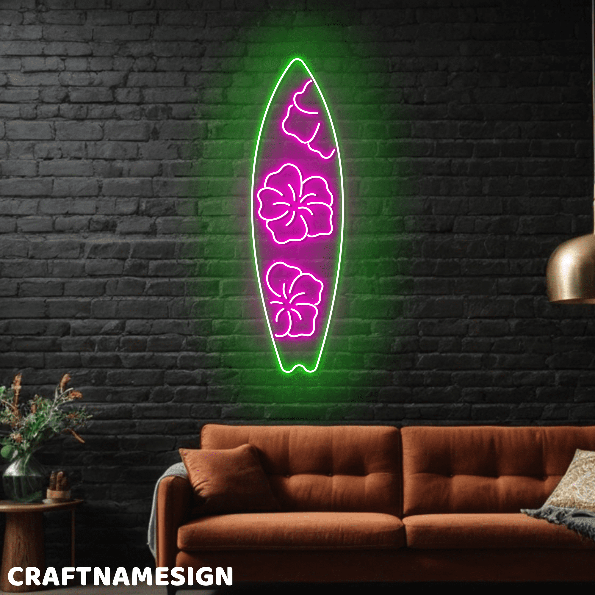 Craftnamesign Hibiscus Surfboard Neon Light For Surfboard Store, Surf ...