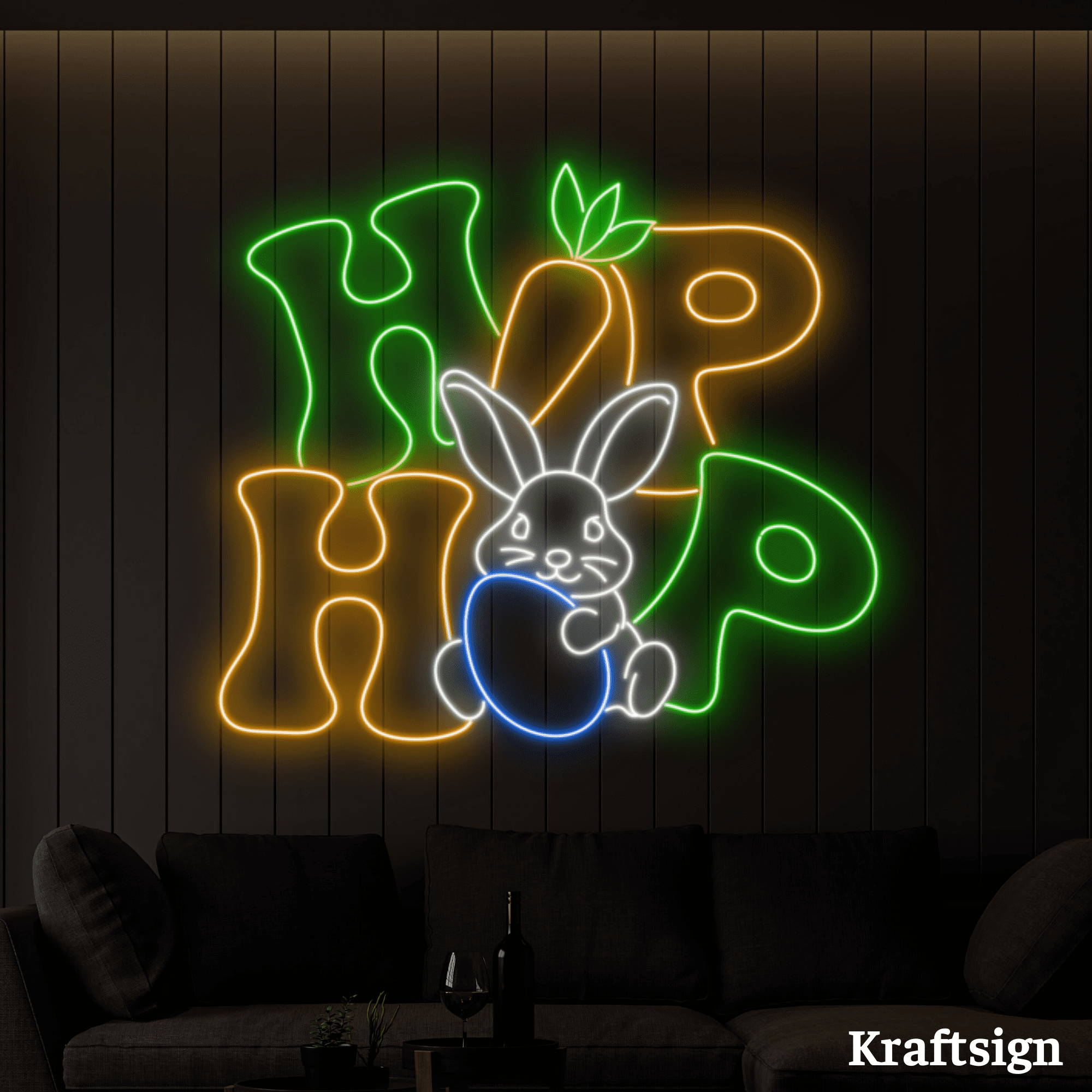 Craftnamesign Hip Hop Neon Sign, Rabbit Carrot LED Sign, Easter Day ...