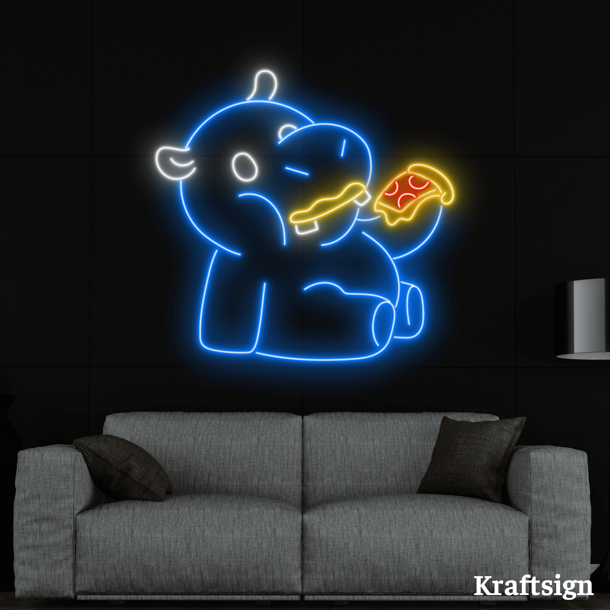 Craftnamesign Hippo Pizza Neon Sign, Pizza Restaurant Decor,Hippo Wall ...