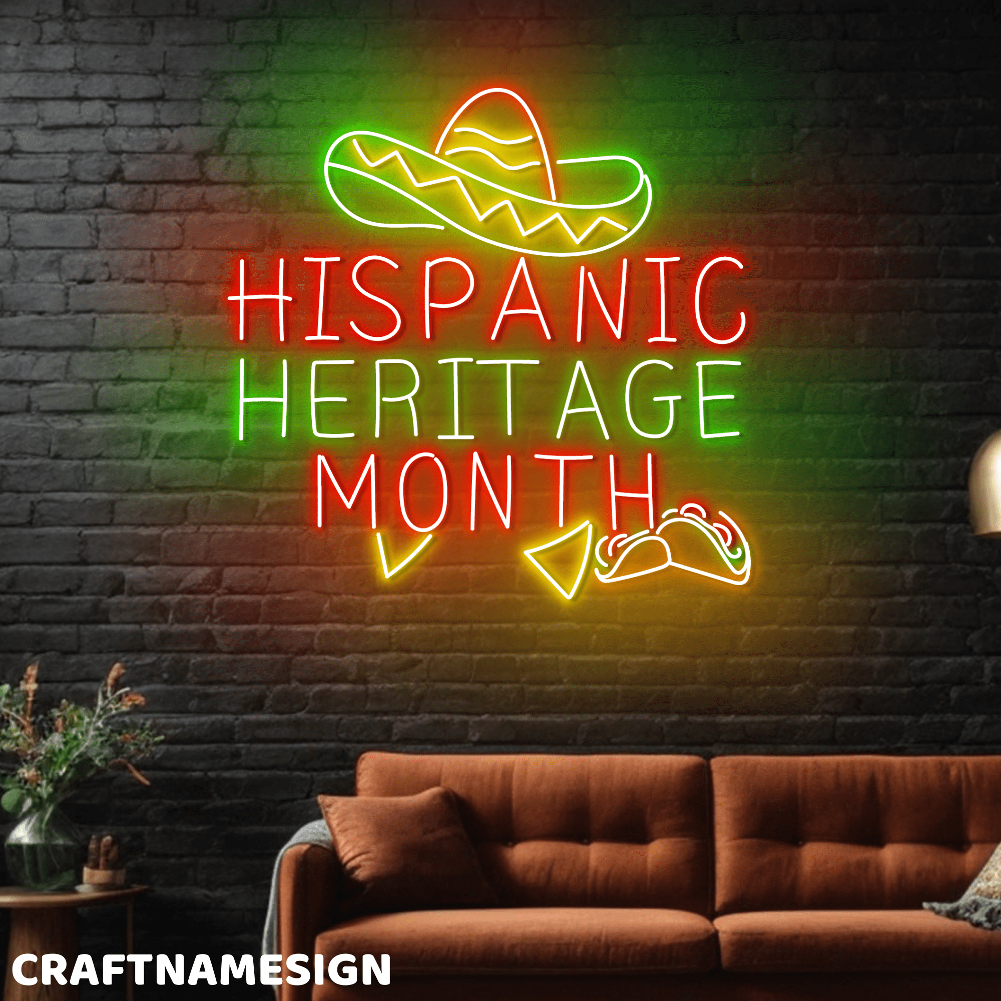 Craftnamesign Hispanic Heritage Month Neon Sign, Festivals Wall Art ...