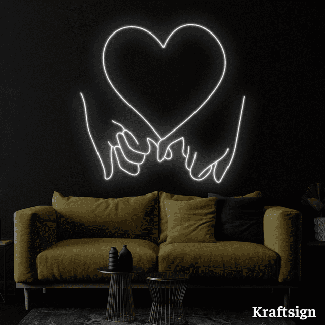 Craftnamesign Hold Hand Heart LED Neon Sign, Wedding Decor, Couple ...
