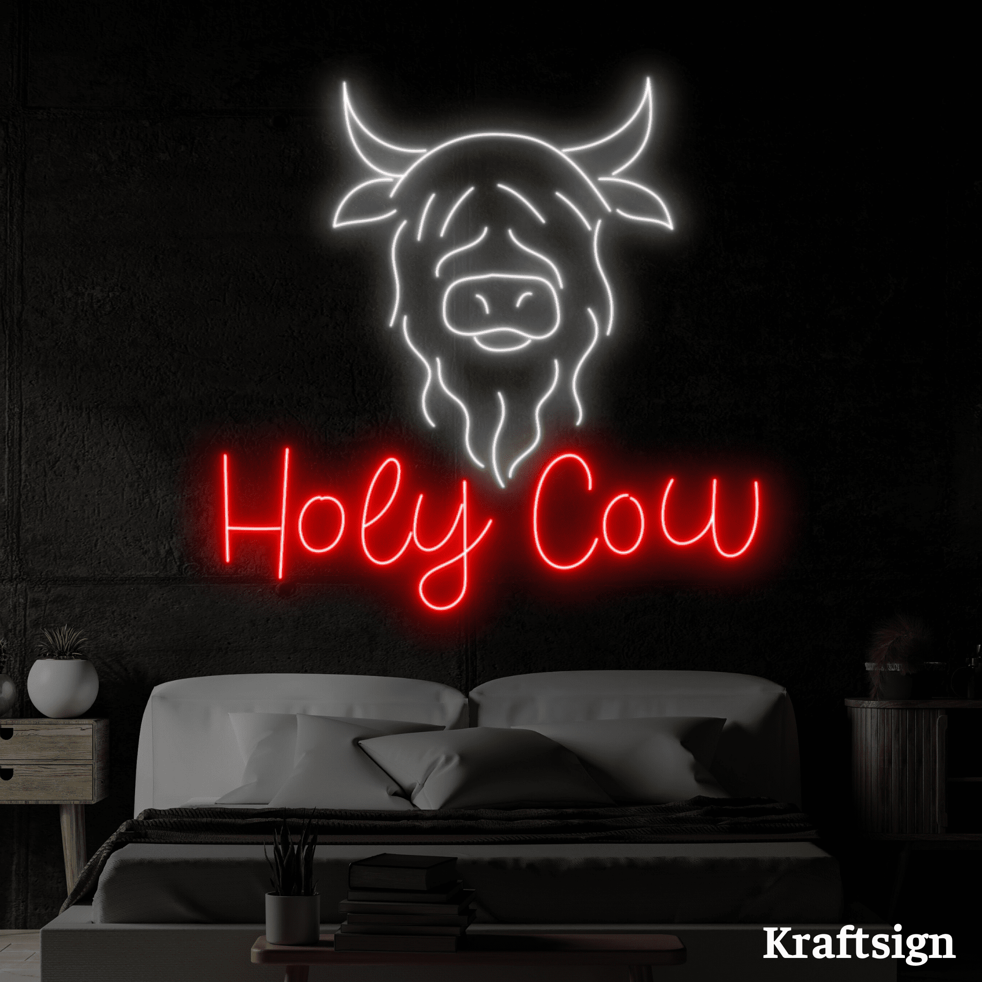 Craftnamesign Holy Cow Neon Sign, Cow LED Sign, Men Cave Decor, Dad ...