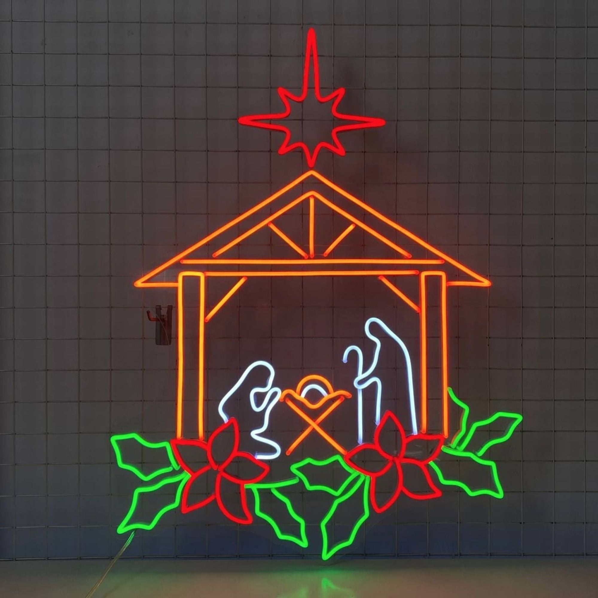 Craftnamesign Holy Night Neon Light, Holy Family LED Sign Wall Art ...