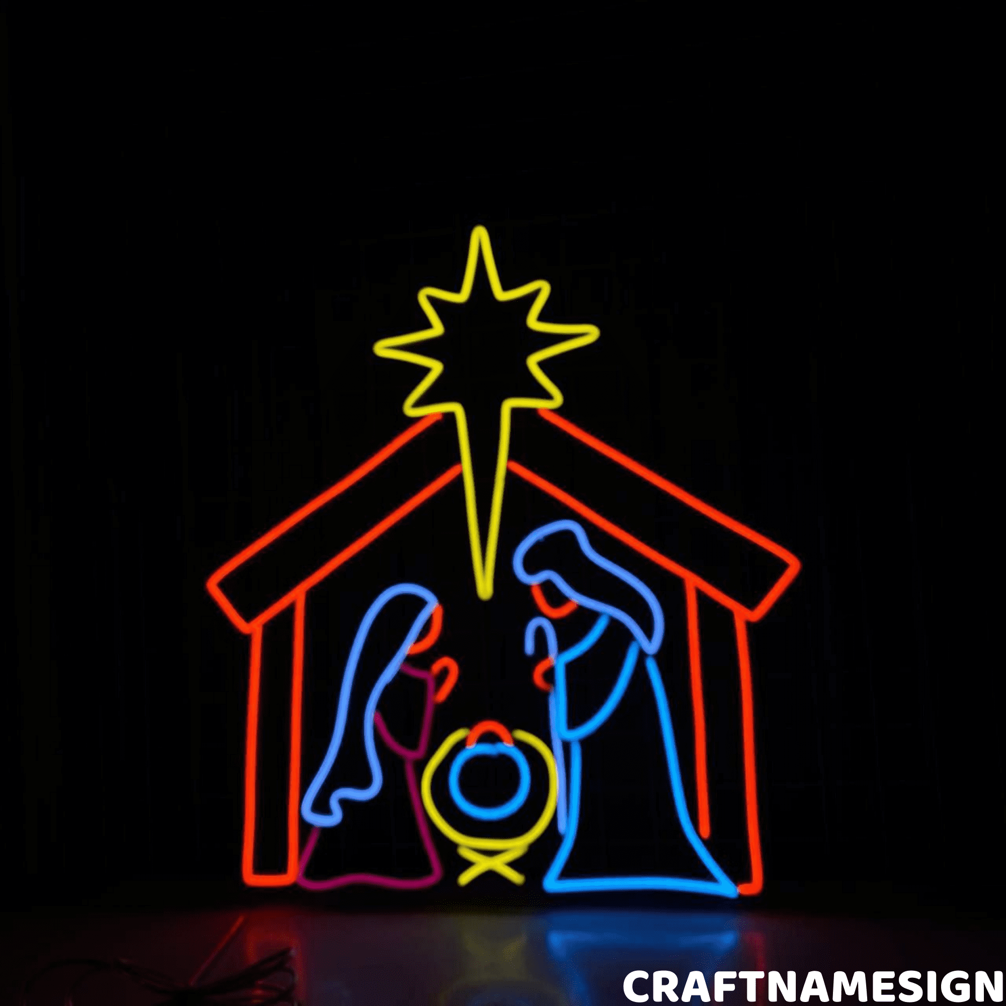 Craftnamesign Holy Night Neon Sign, Pray Wall Art, Christmas Home Decor ...