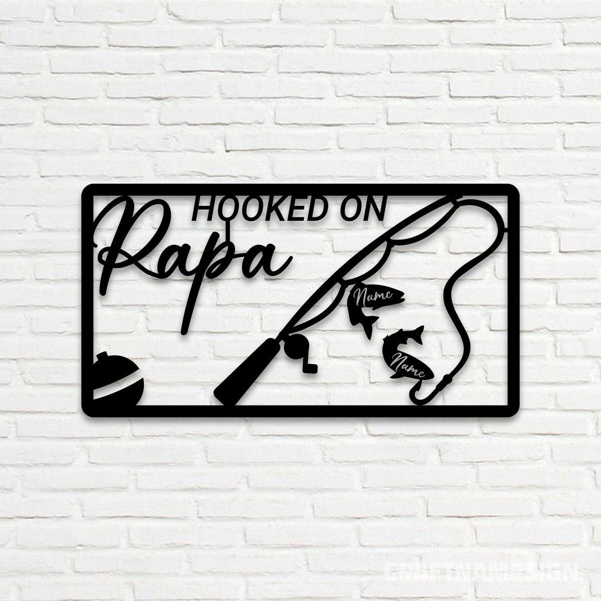 Craftnamesign Hooked on Papa With Kids Names Metal Sign, Personalized ...