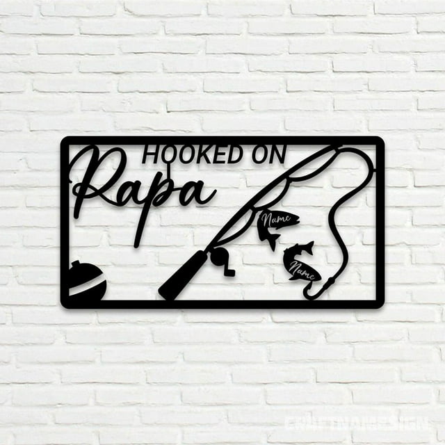 Craftnamesign Hooked on Papa With Kids Names Metal Sign, Personalized ...
