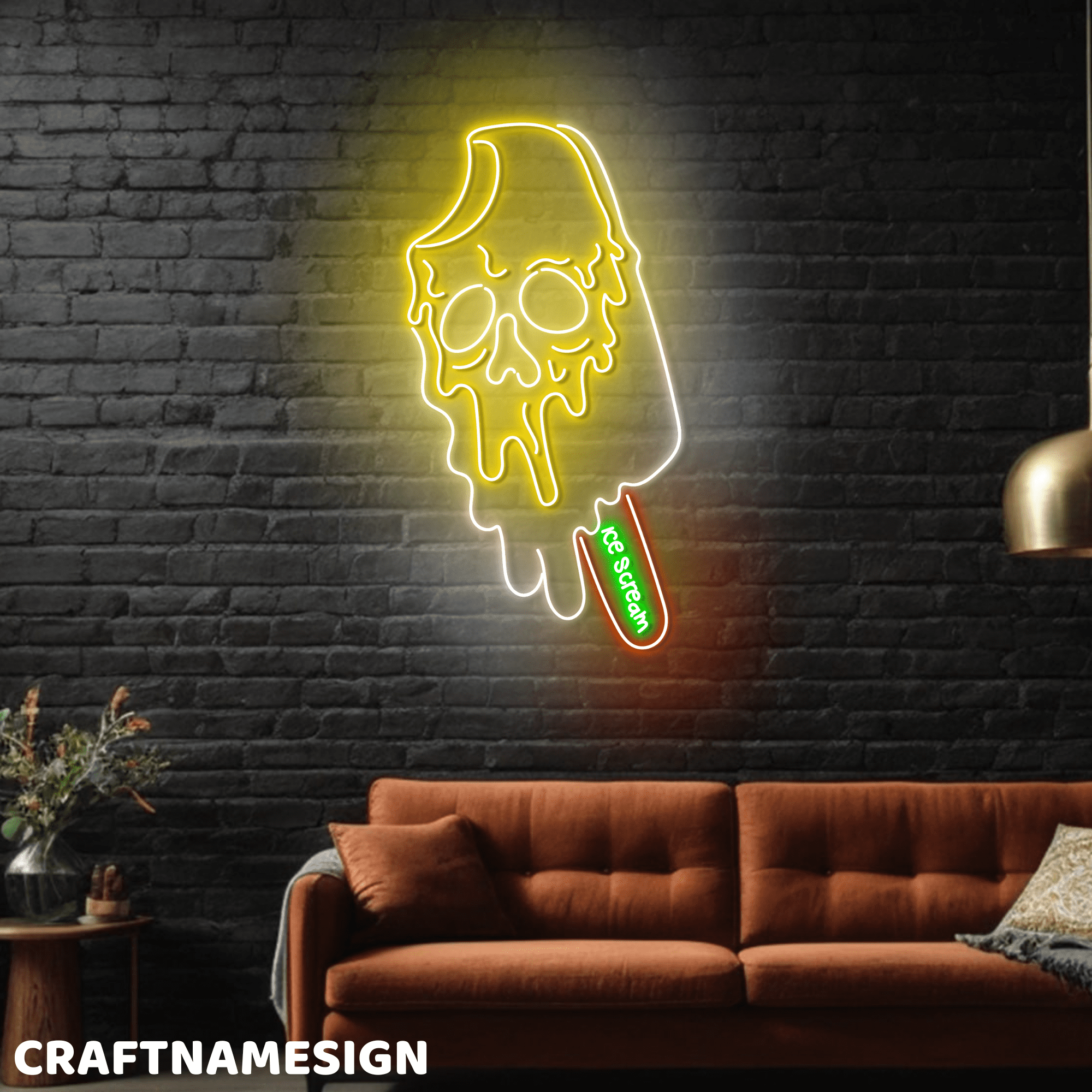 Craftnamesign Horror Ice Scream Skull Neon Light For Ice Cream Parlor ...