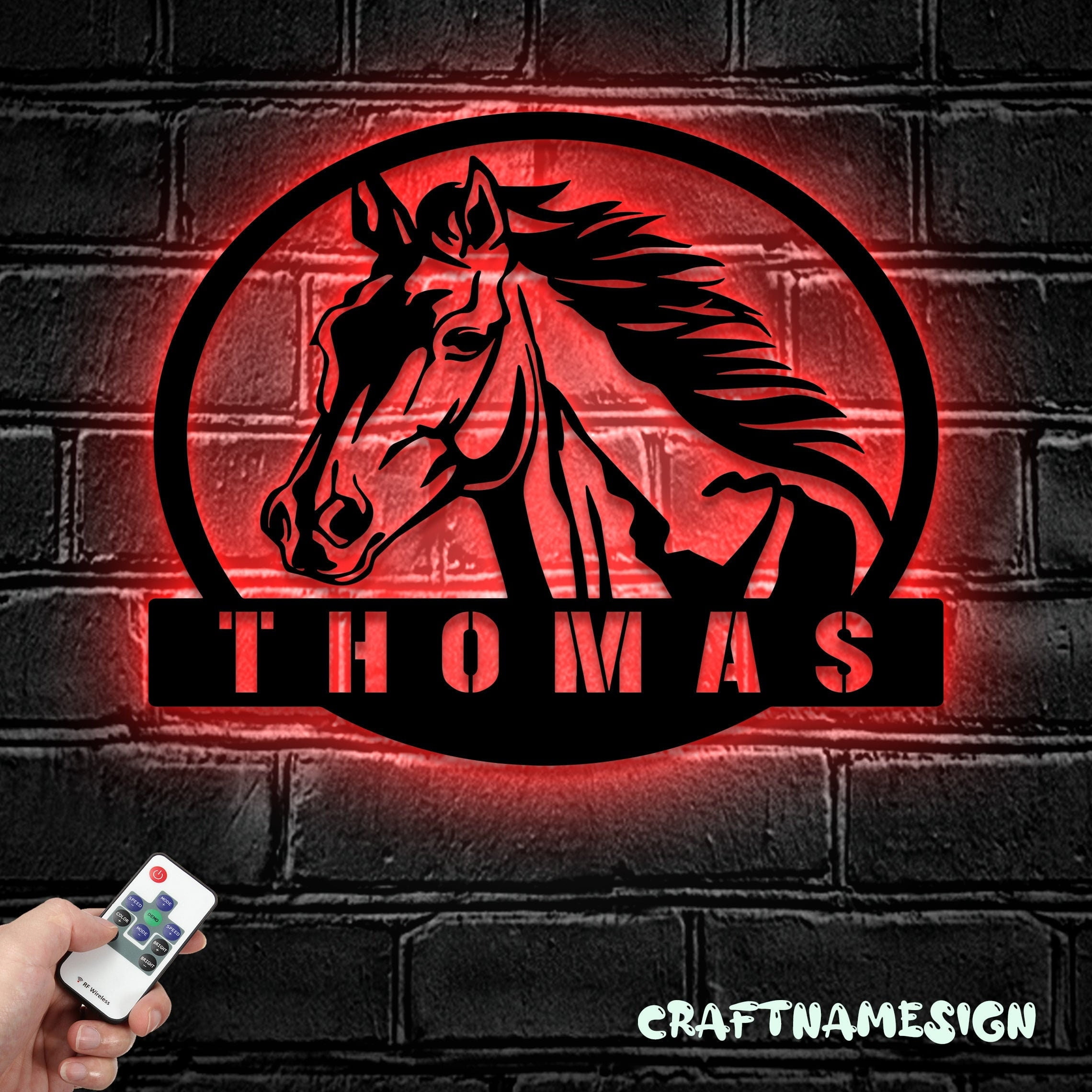 Craftnamesign Horse Metal Wall Art LED Light, Personalized Horse Metal ...