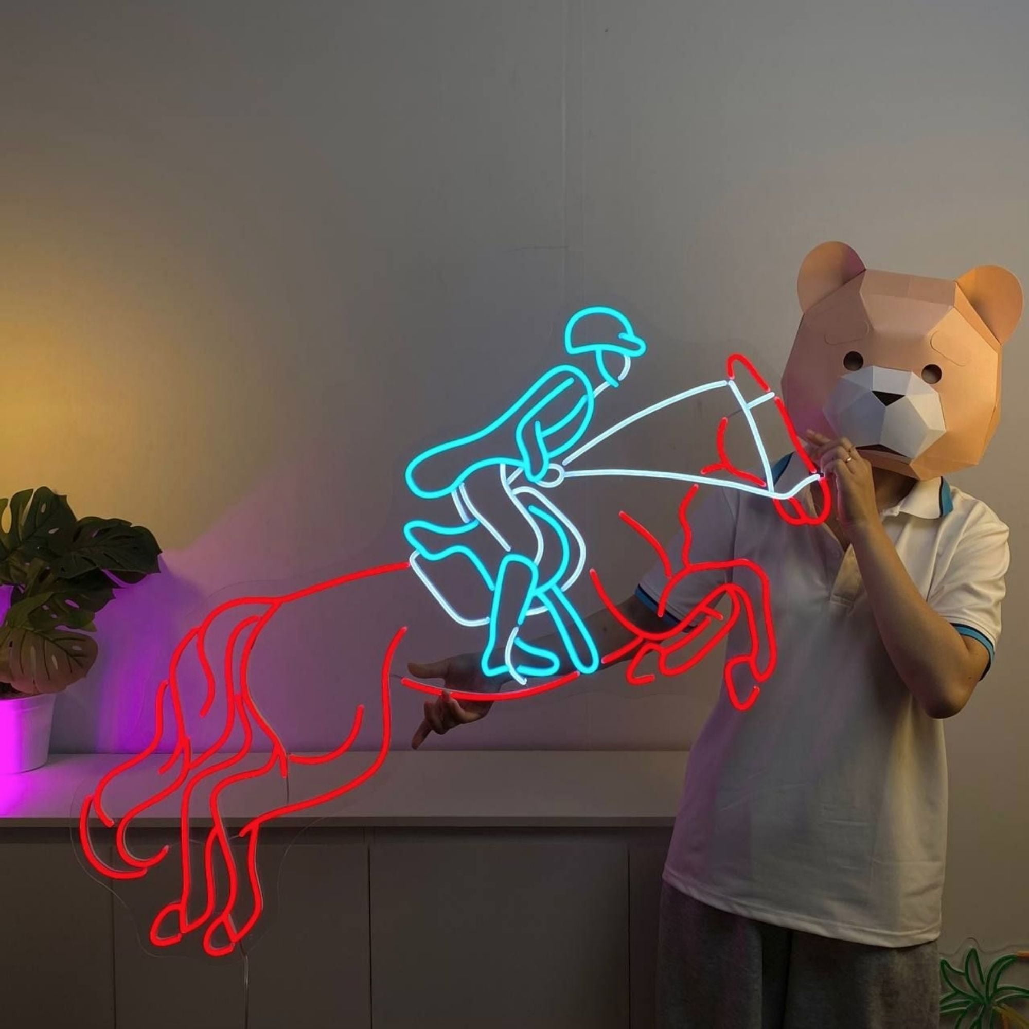 Craftnamesign Horse Racing Neon Light For Wall Decor, Horse Racing Led ...