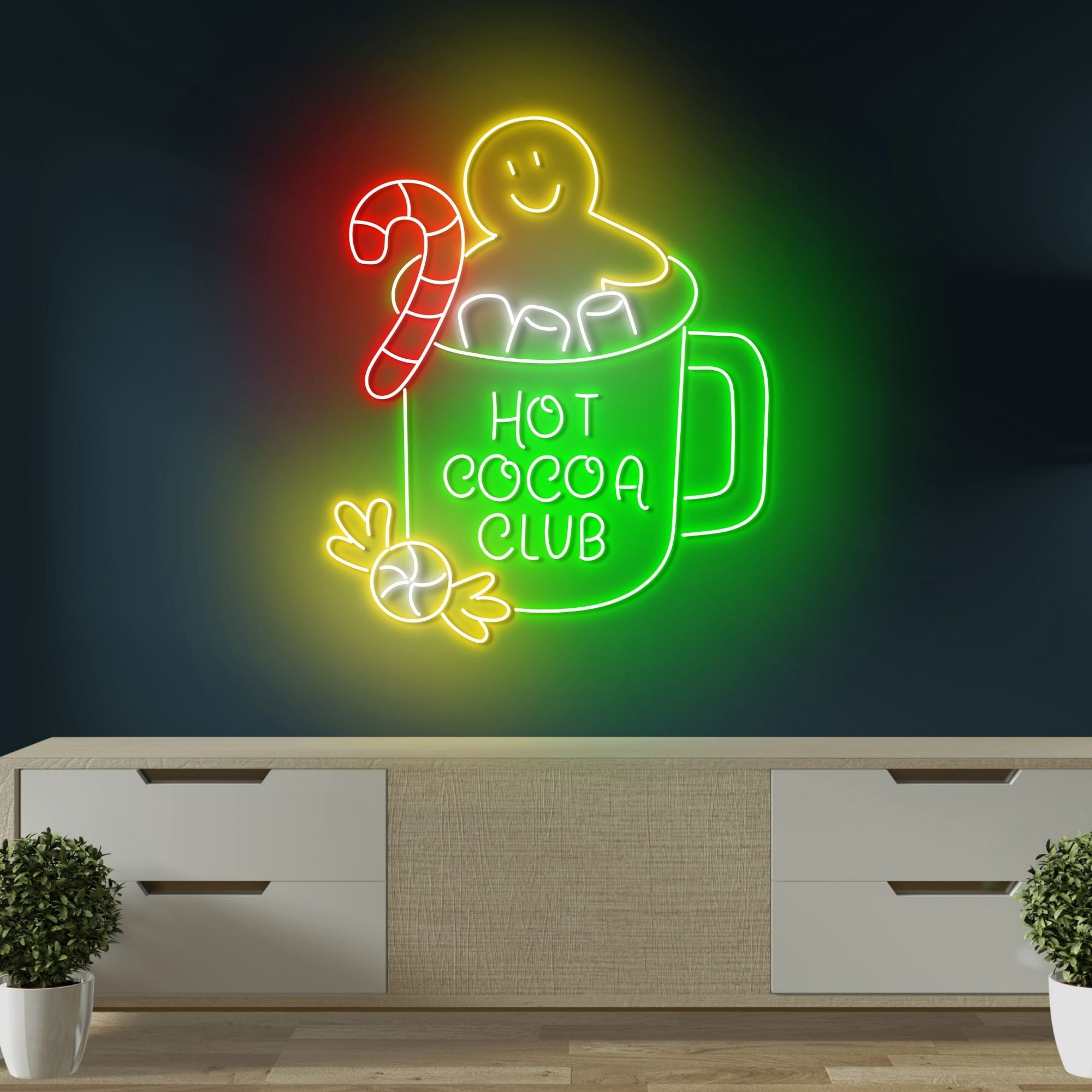 Craftnamesign Hot Cocoa Club LED Sign, Christmas Wall Decor, Coffee Bar ...