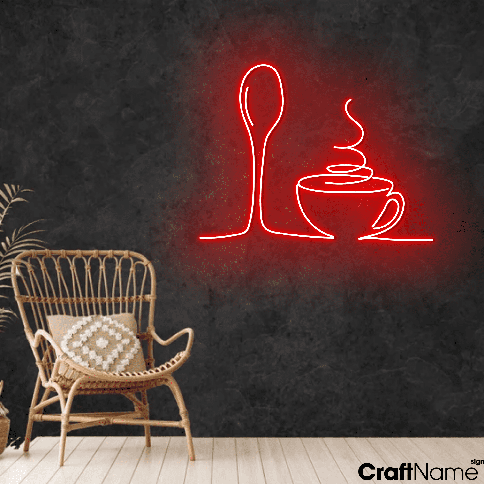 Craftnamesign Hot Coffee Neon Light, Coffee Line Art LED Sign For Cafe ...