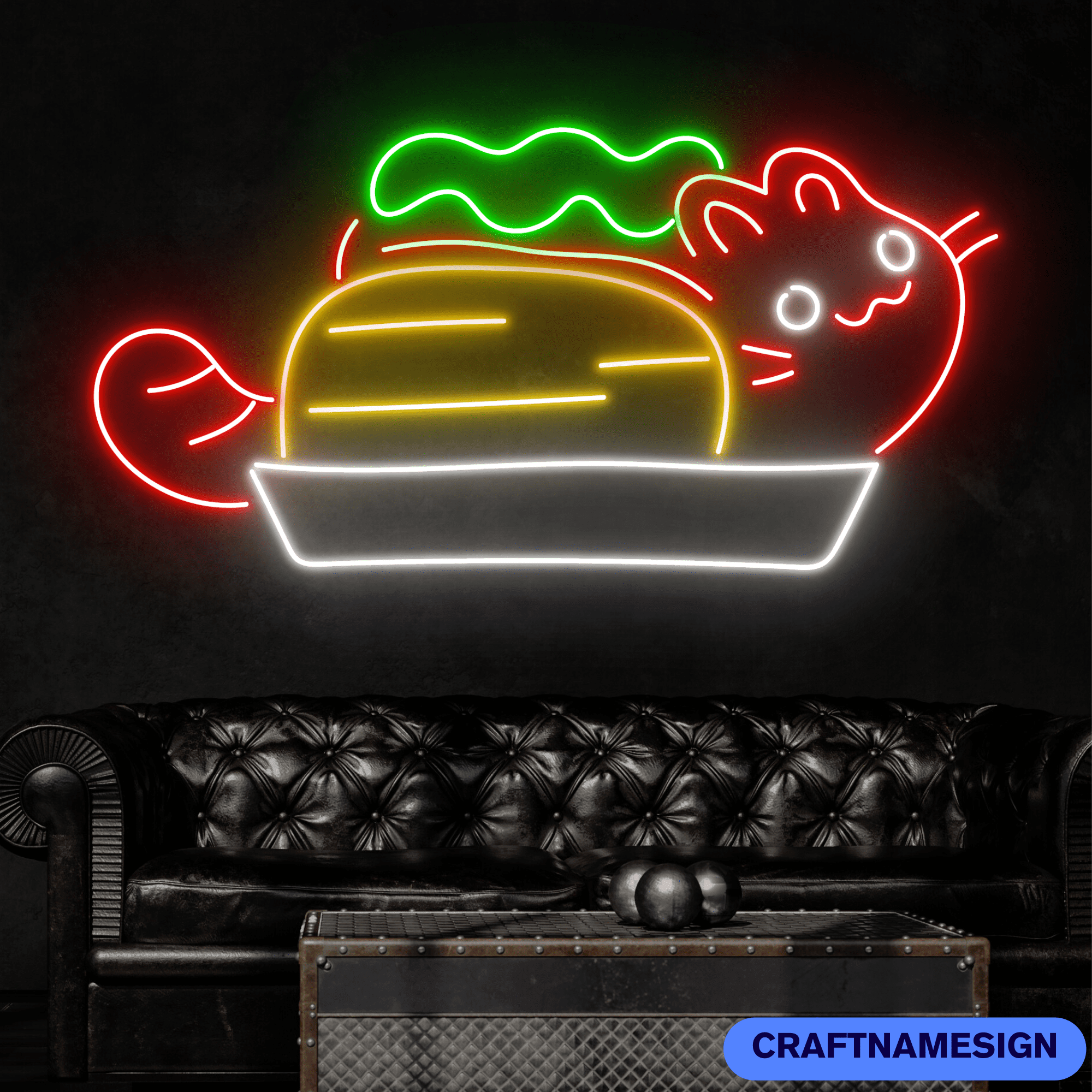 Craftnamesign Hot Dog Cat Neon Sign, Hot Dog Wall Art, Fast Food Wall ...