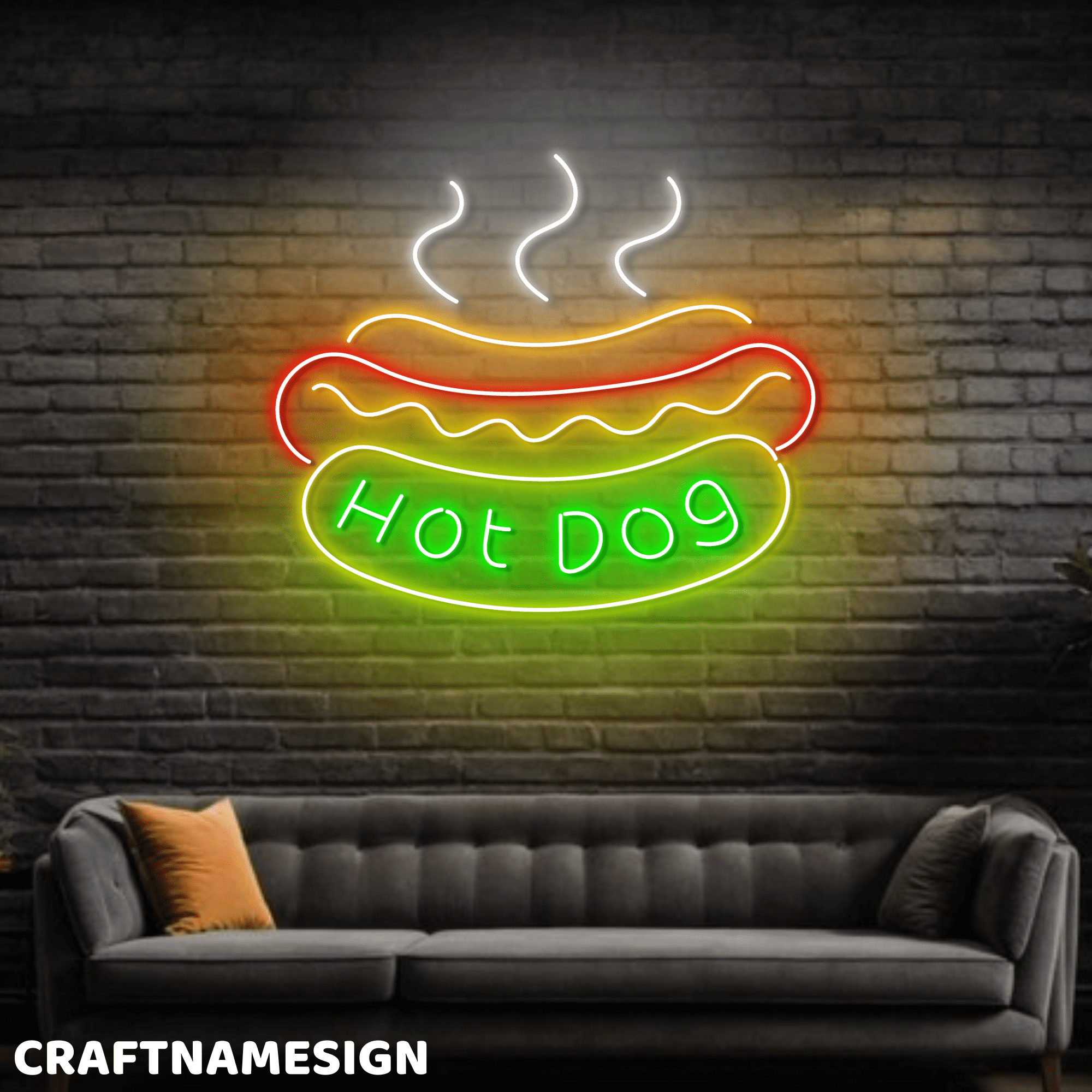 Craftnamesign Hot Dog Neon Light, LED Sign For Fast Food Store Wall ...