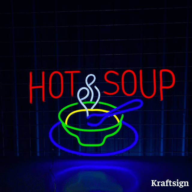 Craftnamesign Hot Soup Neon Sign, Food Restaurant Decor, Soup LED Signs ...