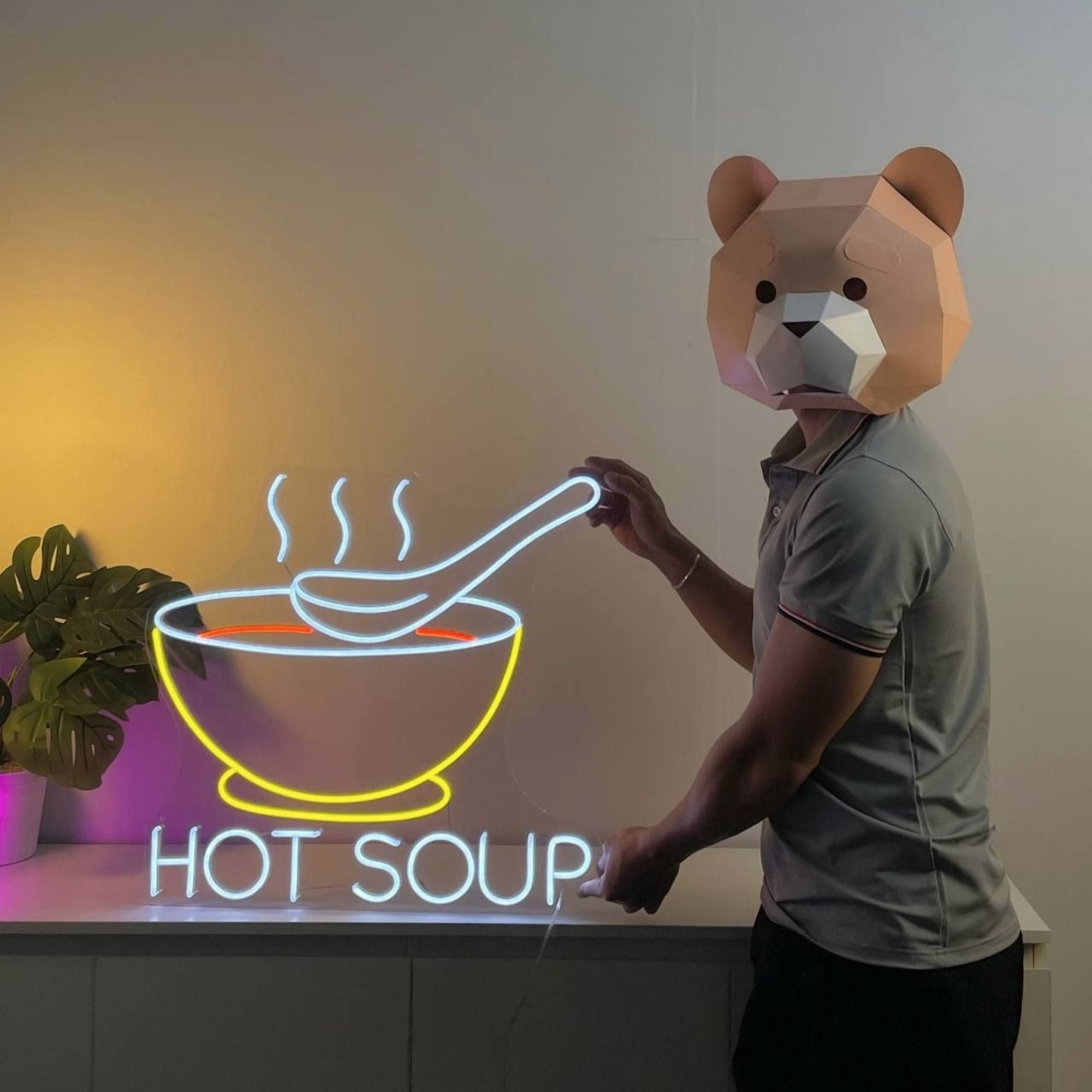 Craftnamesign Hot Soup Neon Sign Wall Art, Open Led Light For Soup ...