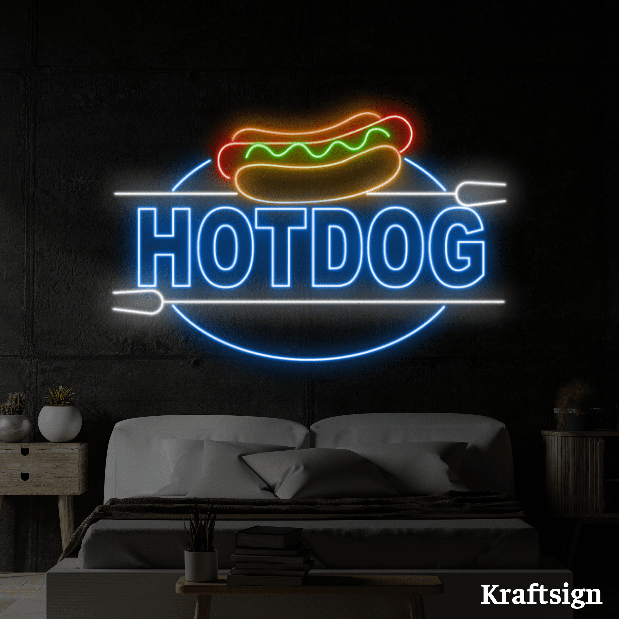 Craftnamesign Hotdog Neon Sign, Fast Food LED Sign, Hotdog Shop Decor ...