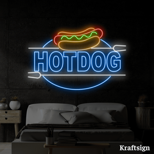 Craftnamesign Hotdog Neon Sign, Fast Food LED Sign, Hotdog Shop Decor ...