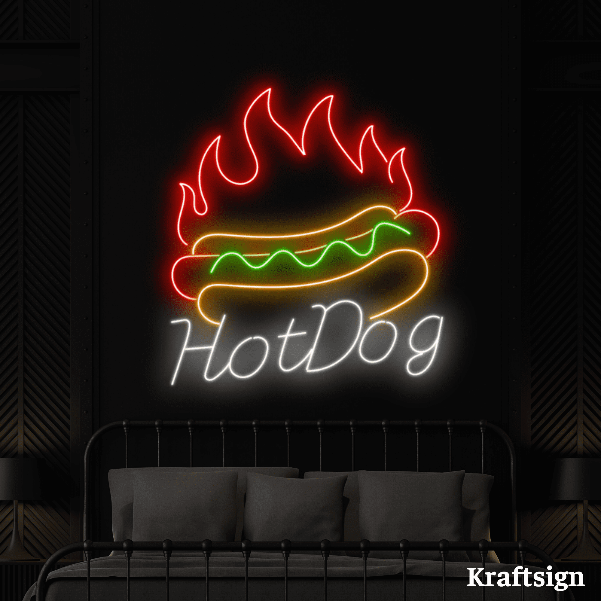 Craftnamesign Hotdog Neon Sign, Fast Food Shop Decor, Hotdog LED ...