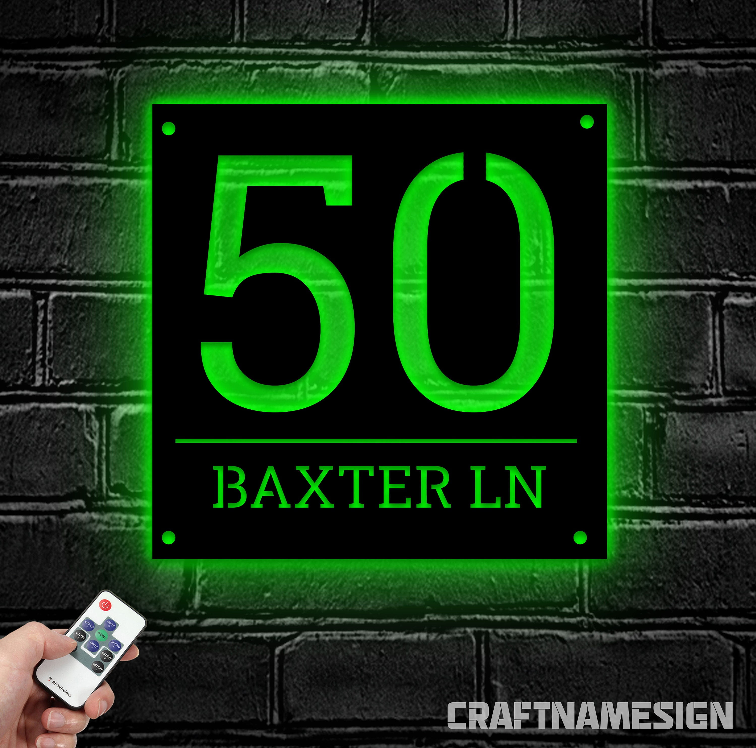 Craftnamesign House Number Metal Wall Art LED Light, Custom Address Led ...