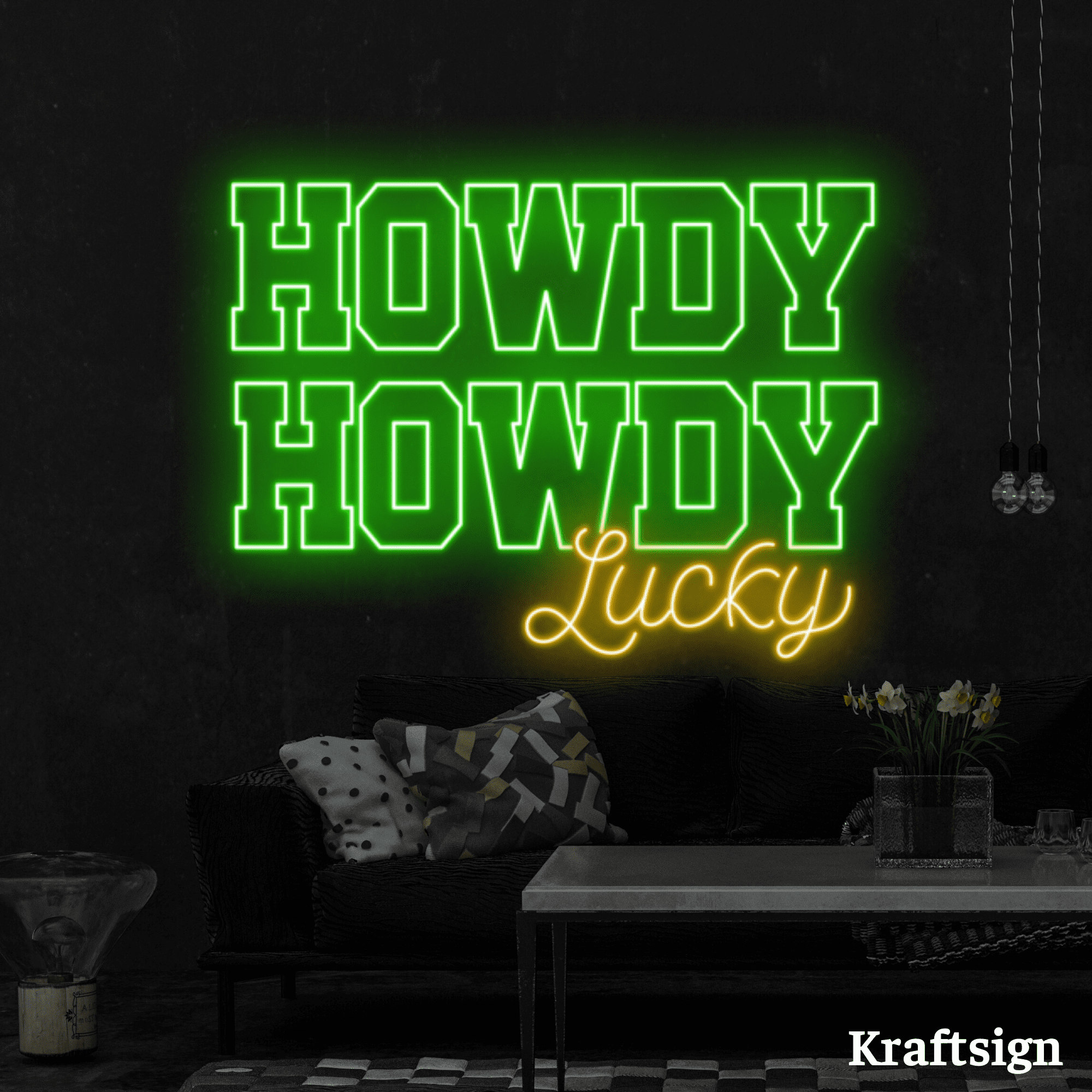 Craftnamesign Howdy Lucky Neon Sign, St.Patrick Day Decor, Vintage ...
