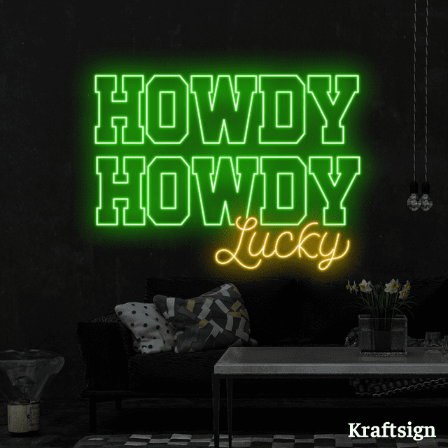 Craftnamesign Howdy Lucky Neon Sign, St.Patrick Day Decor, Vintage ...
