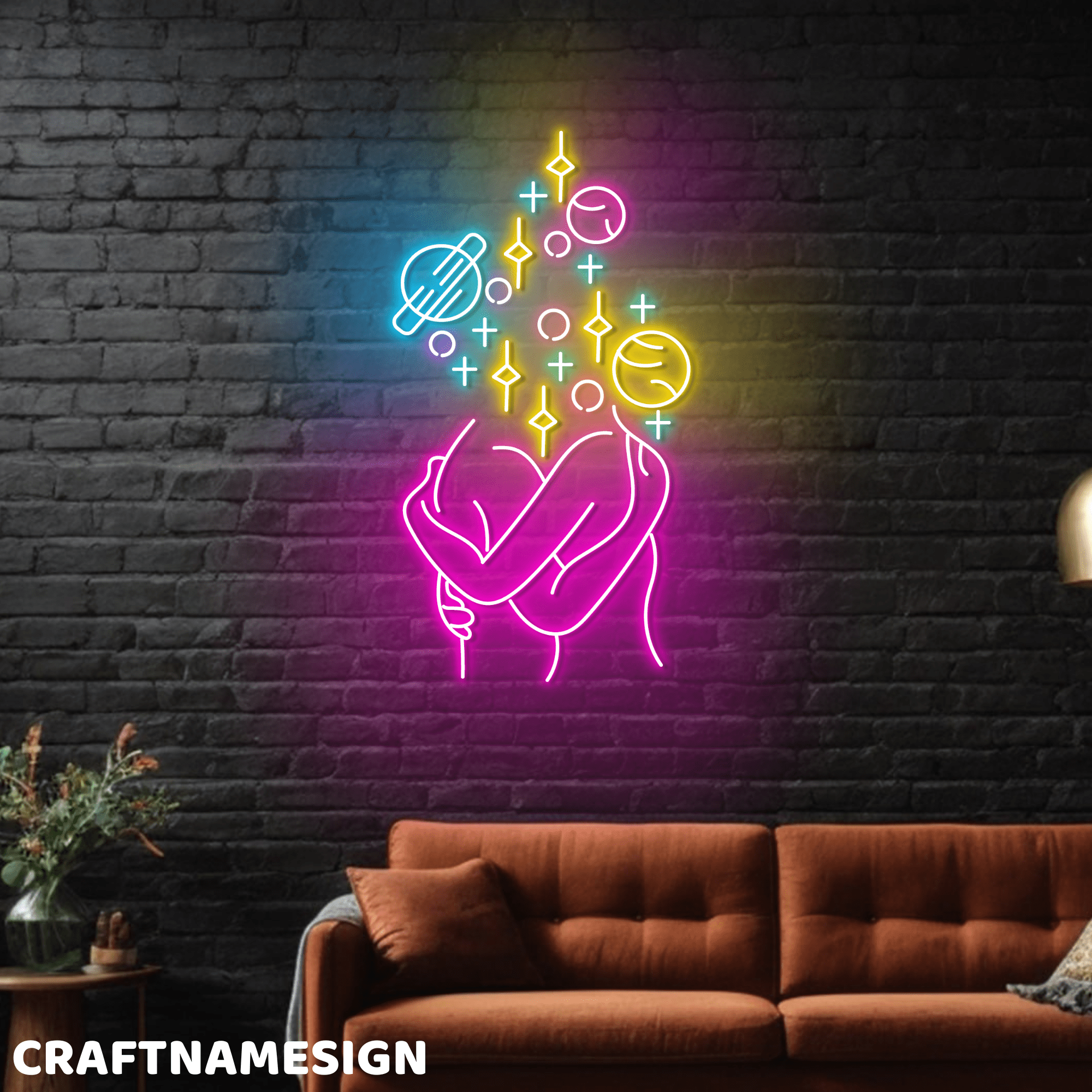 Craftnamesign Hug Galaxy Neon Sign, Bedroom Wall Sign, Love Room Wall ...
