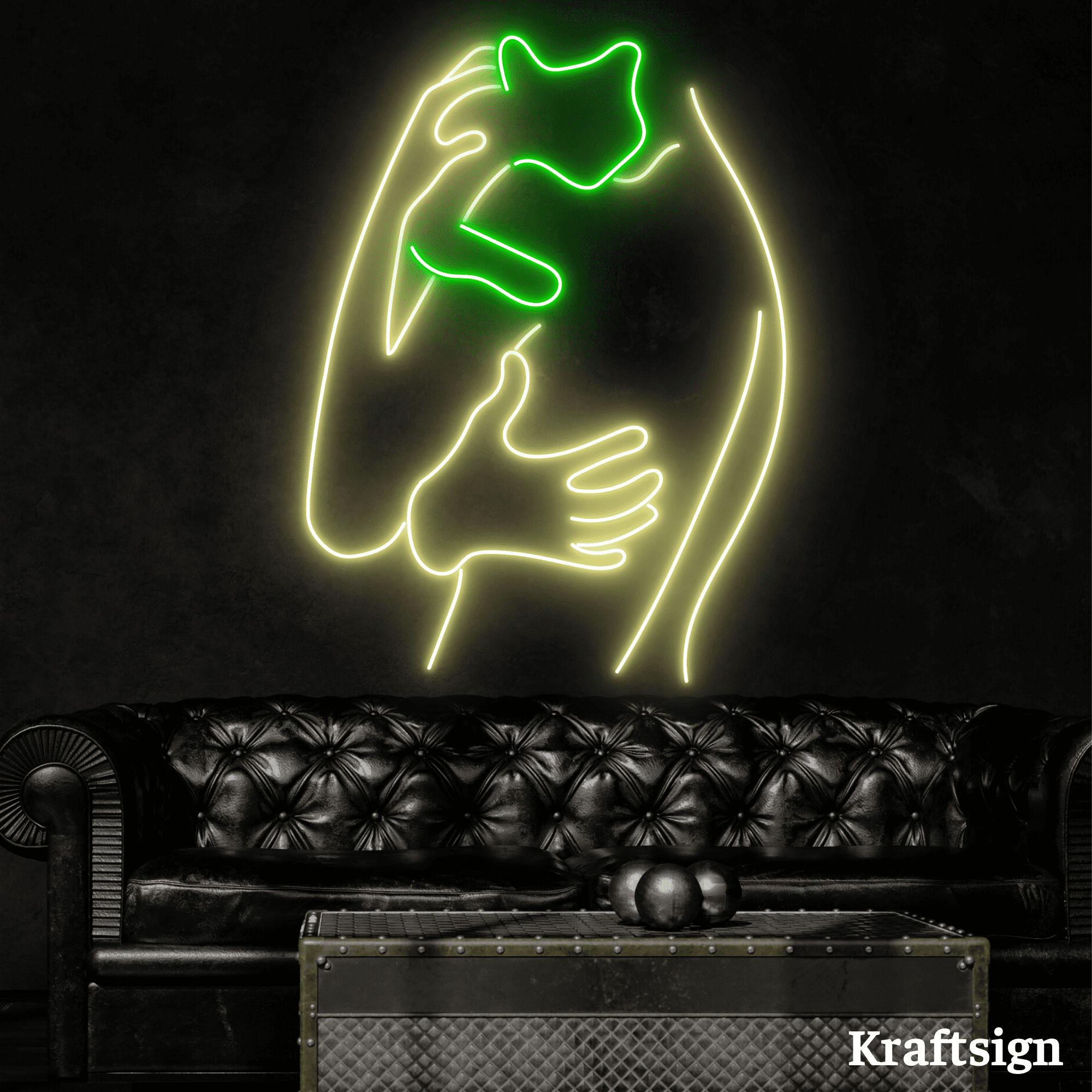 Craftnamesign Hugging Cat Neon Sign, Cat Line Art, Pet Shop Decor ...