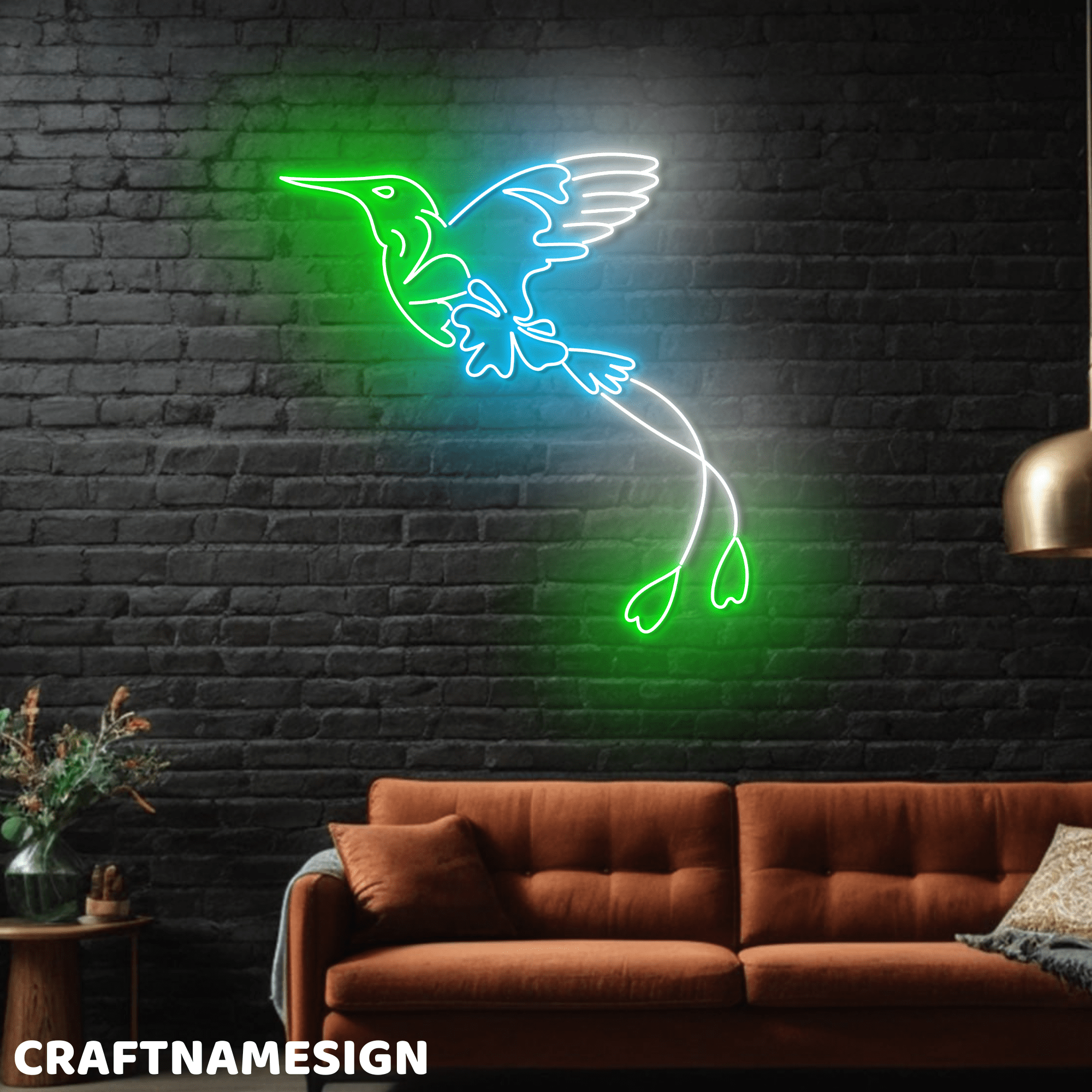 Craftnamesign Hummingbird Neon Light Art Wall Sign For Flower Shop ...