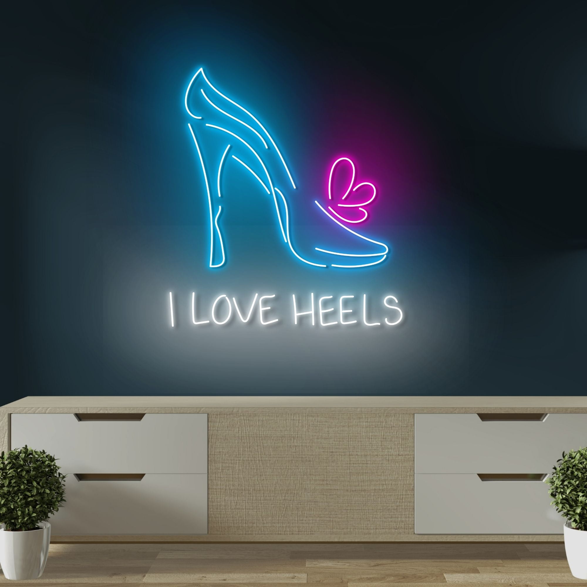 Craftnamesign I Love Heels Neon Sign, High Heels LED Light, Women Shoes ...
