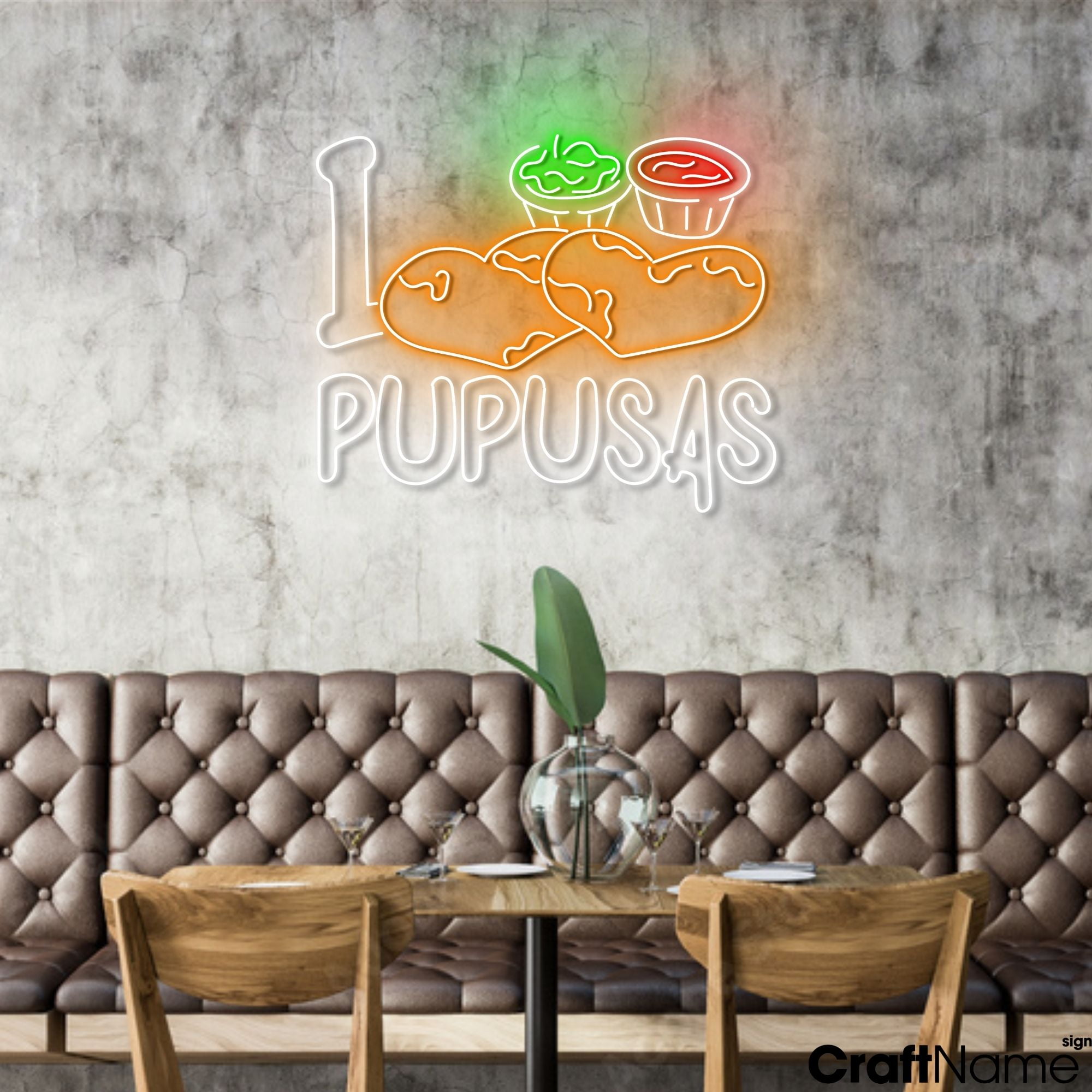 Craftnamesign I Love Pupusas Neon Light Sign Wall Art For Restaurant Decoration