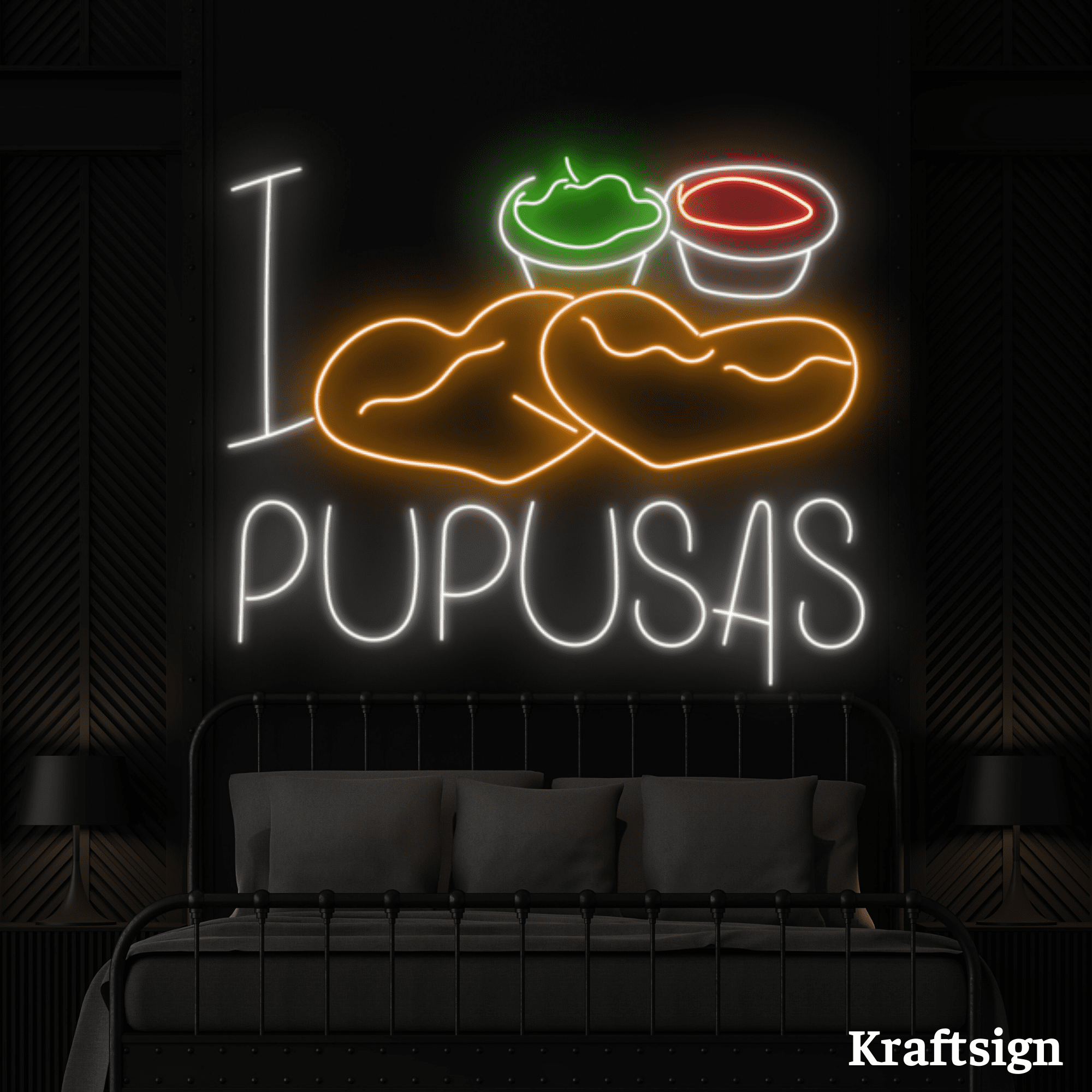 Craftnamesign I Love Pupusas Neon Sign, Restaurant Decor, Food LED ...