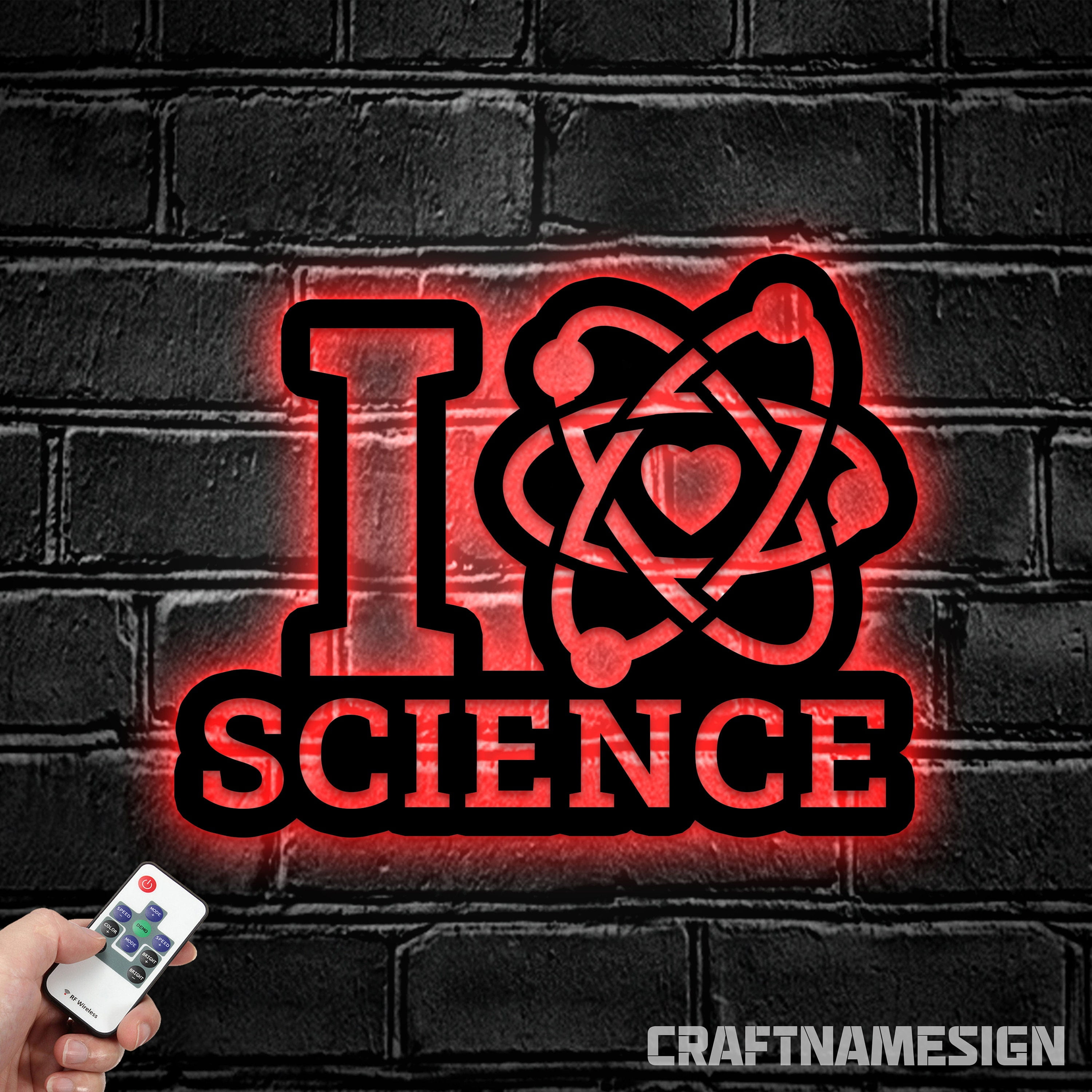 Craftnamesign I Love Science Metal Wall Art LED Light, Personalized ...