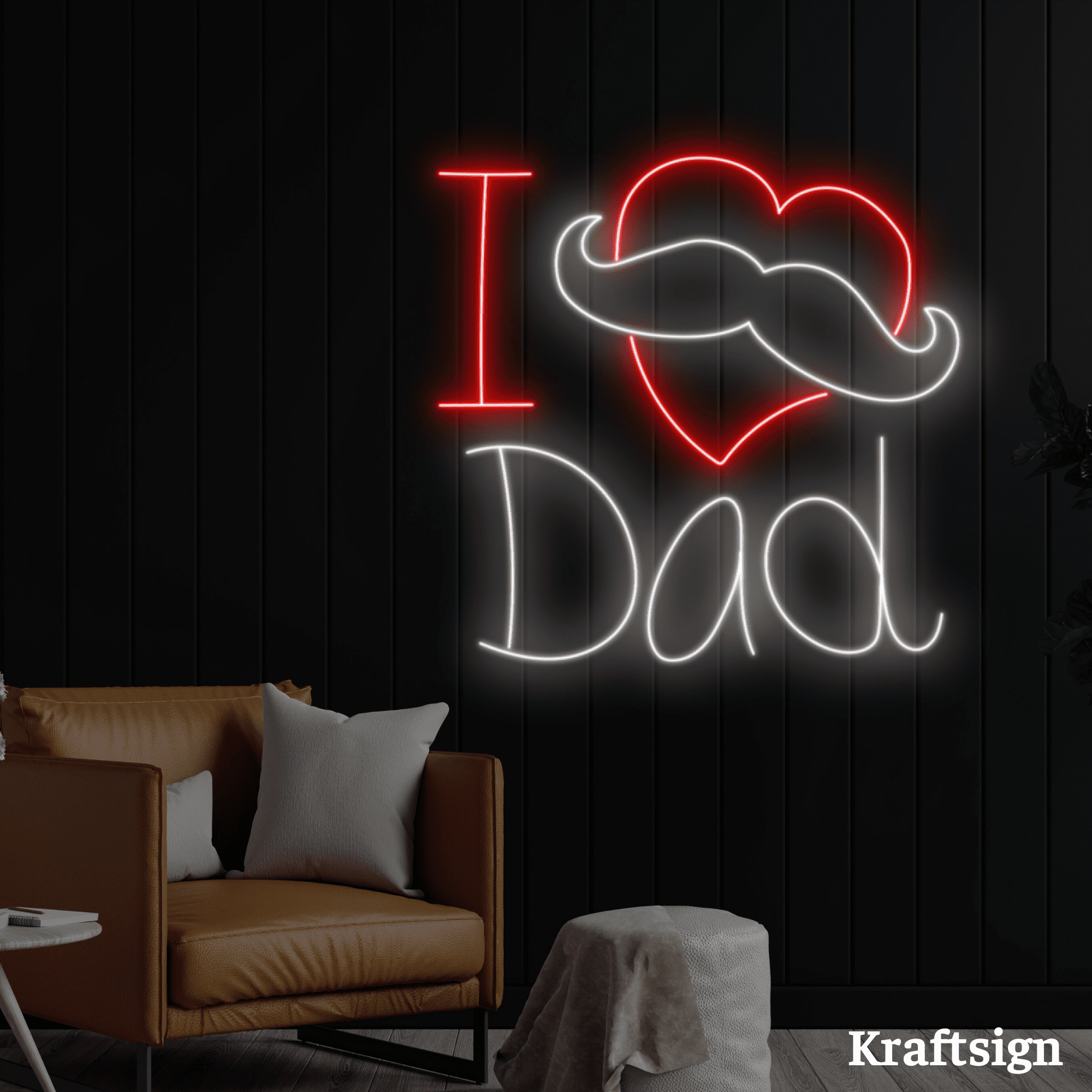 Craftnamesign I Love You Dad Neon Sign, Heart LED Sign, Father Day ...