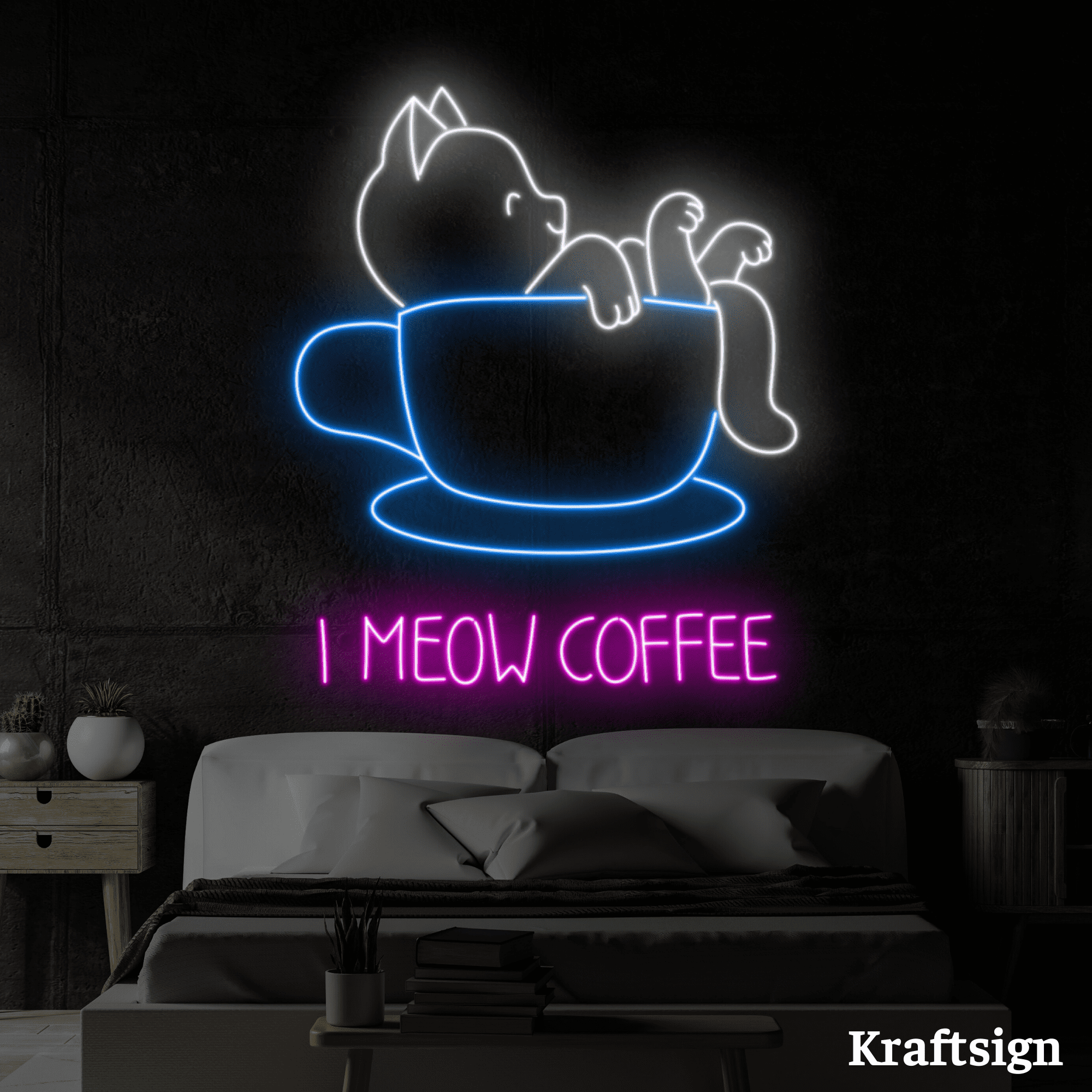 Craftnamesign I Meow Coffee Neon Sign, Coffee Cat Shop Decor, Cat Decor ...