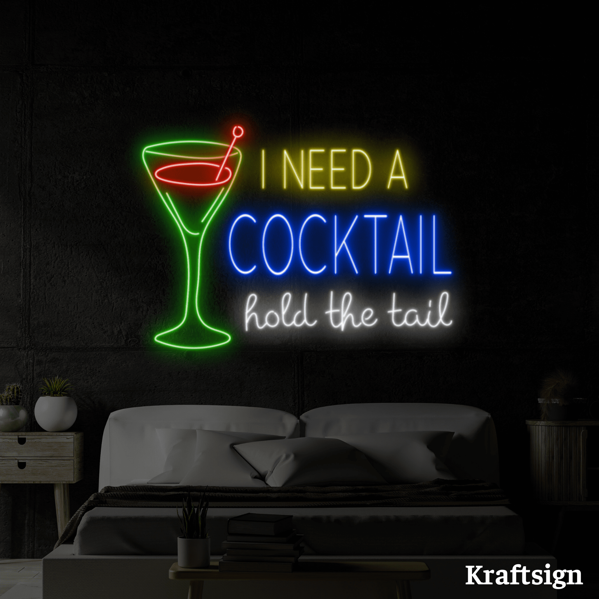 Craftnamesign I Need A Cocktail Hold The Tail Neon sign, Bar LED Signs ...