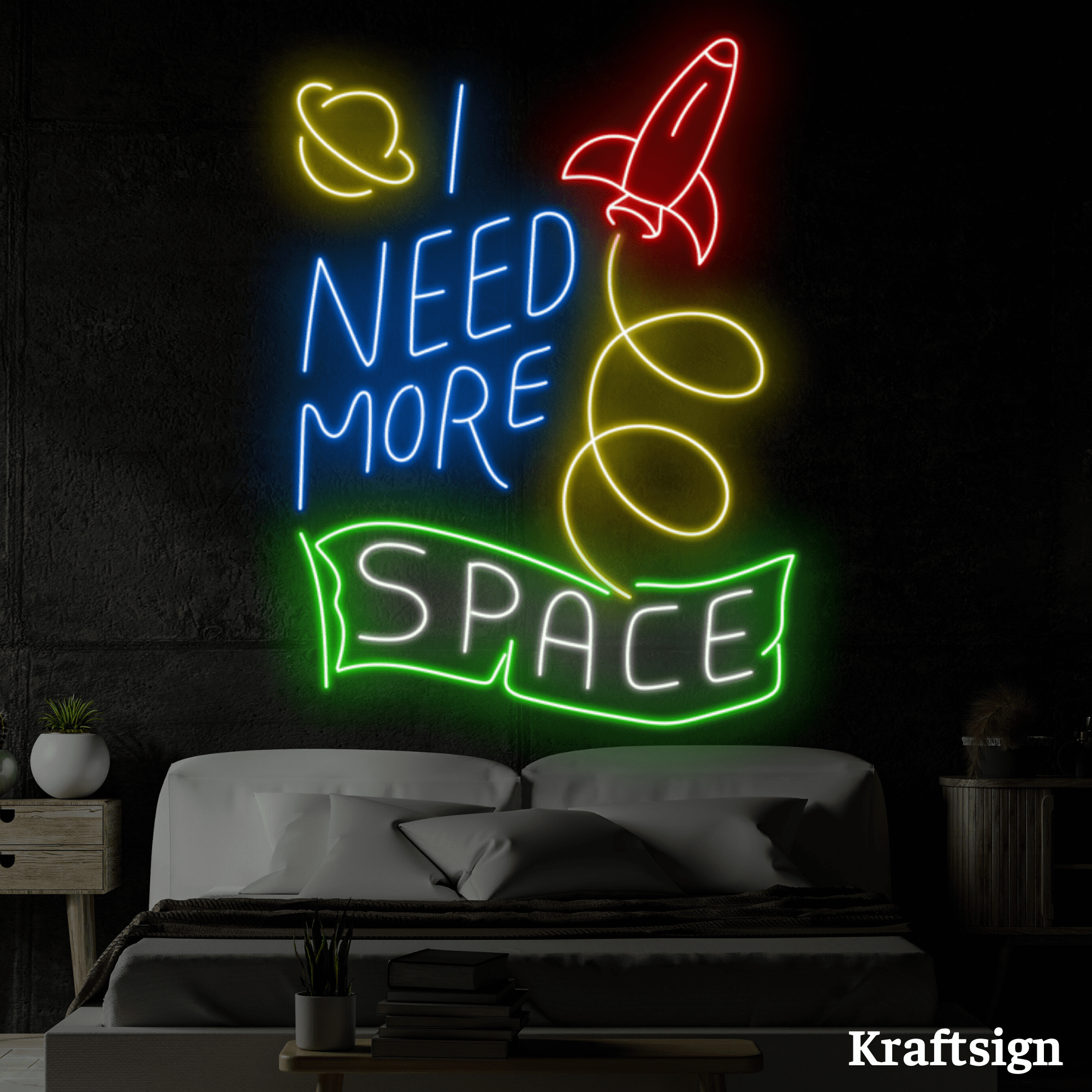 Craftnamesign I Need More Space Neon Sign, Spaceman LED Sign, Gift For ...