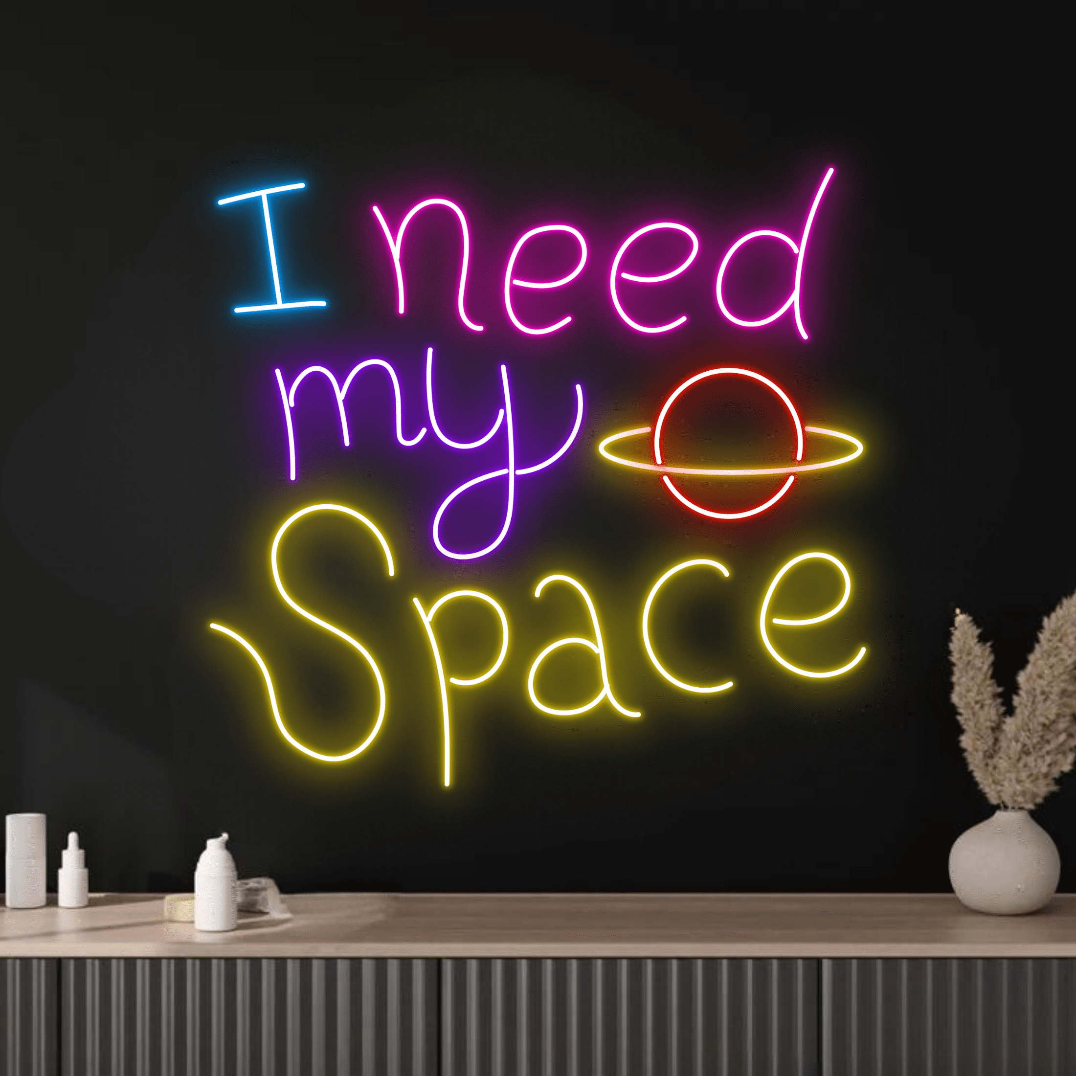Craftnamesign I Need My Space Neon Sign, Bedroom Decor, Spaceman LED ...