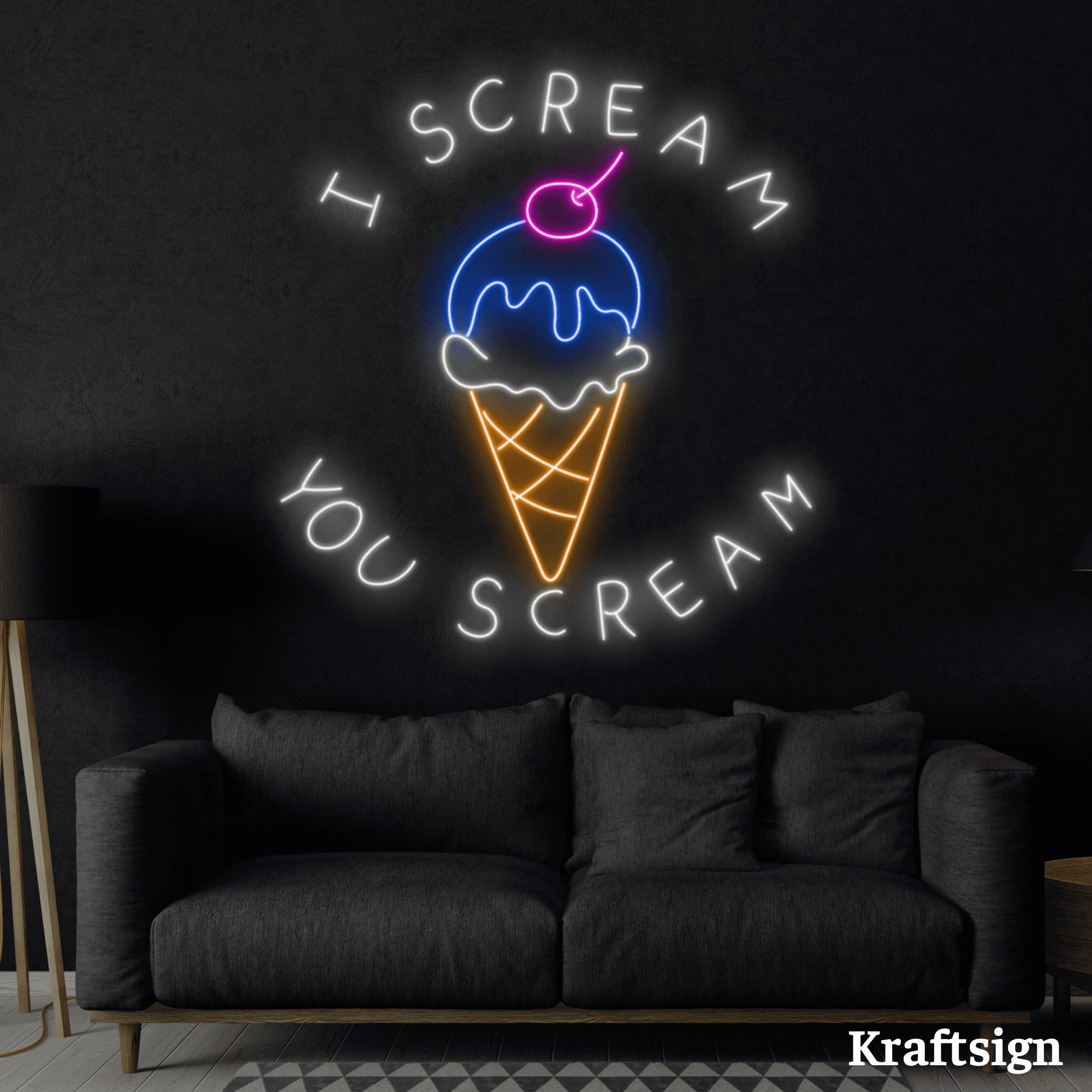 Craftnamesign I Scream You Scream Neon Sign, Ice Cream Shop Decor Signs ...
