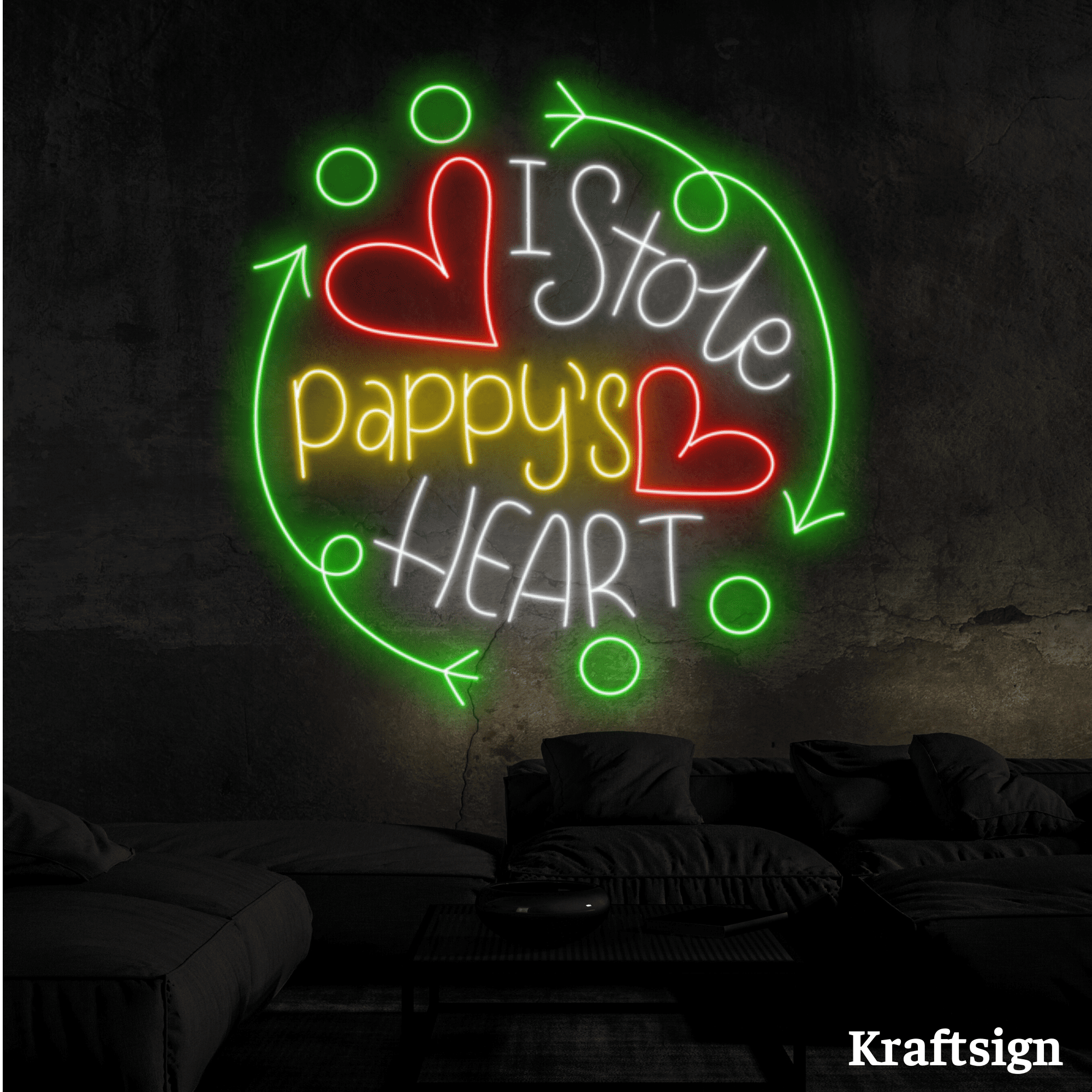 Craftnamesign I Stole Pappy Heart Neon Sign, Happy Father Day Gifts ...
